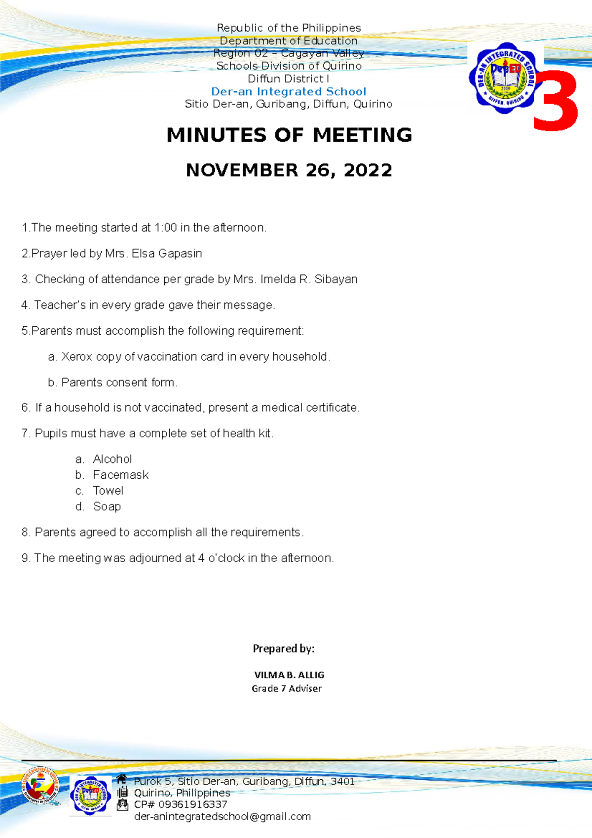 Minutes of meeting f2f - .... - Republic of the Philippines Region 02 ...