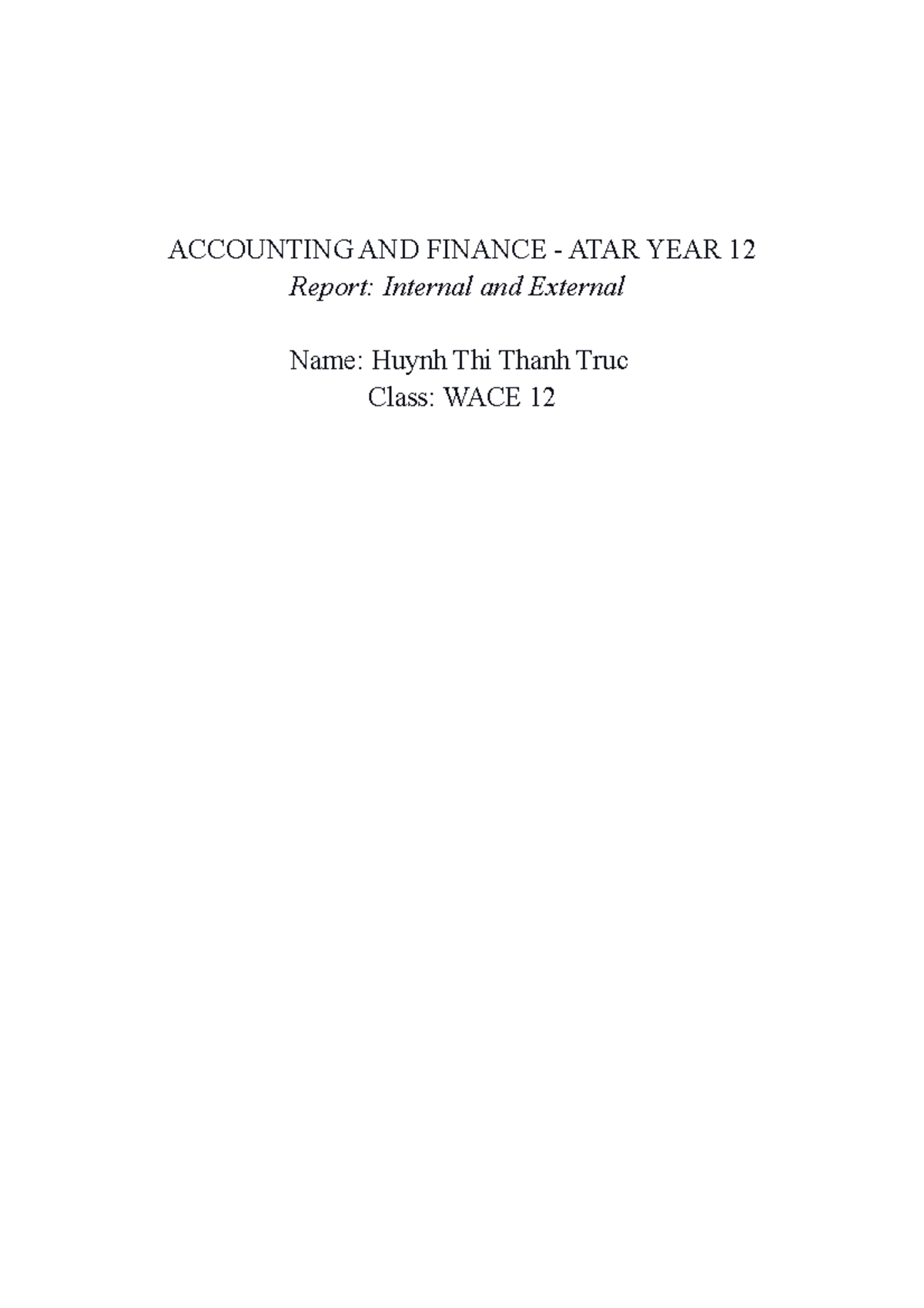 Accounting research nw - ACCOUNTING AND FINANCE - ATAR YEAR 12 Report ...