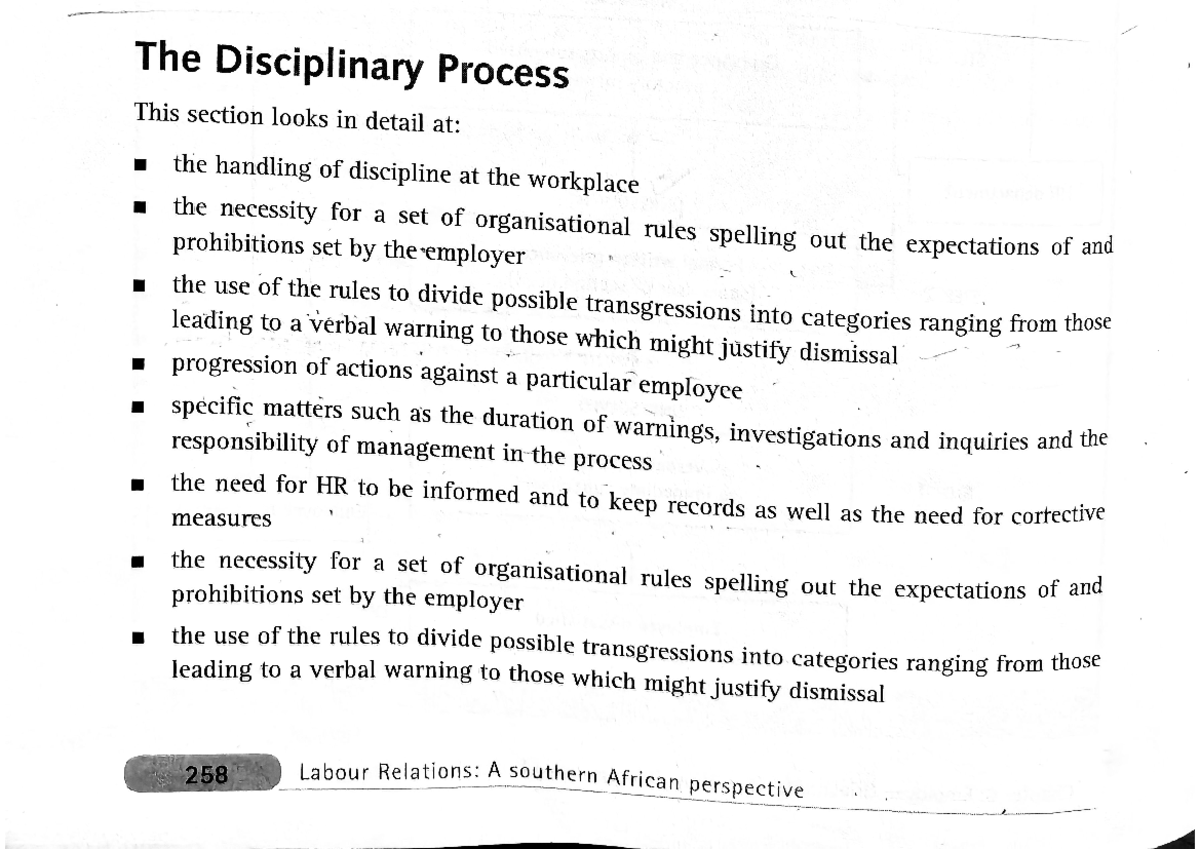 Disciplinary process - ABV 320 - Studocu