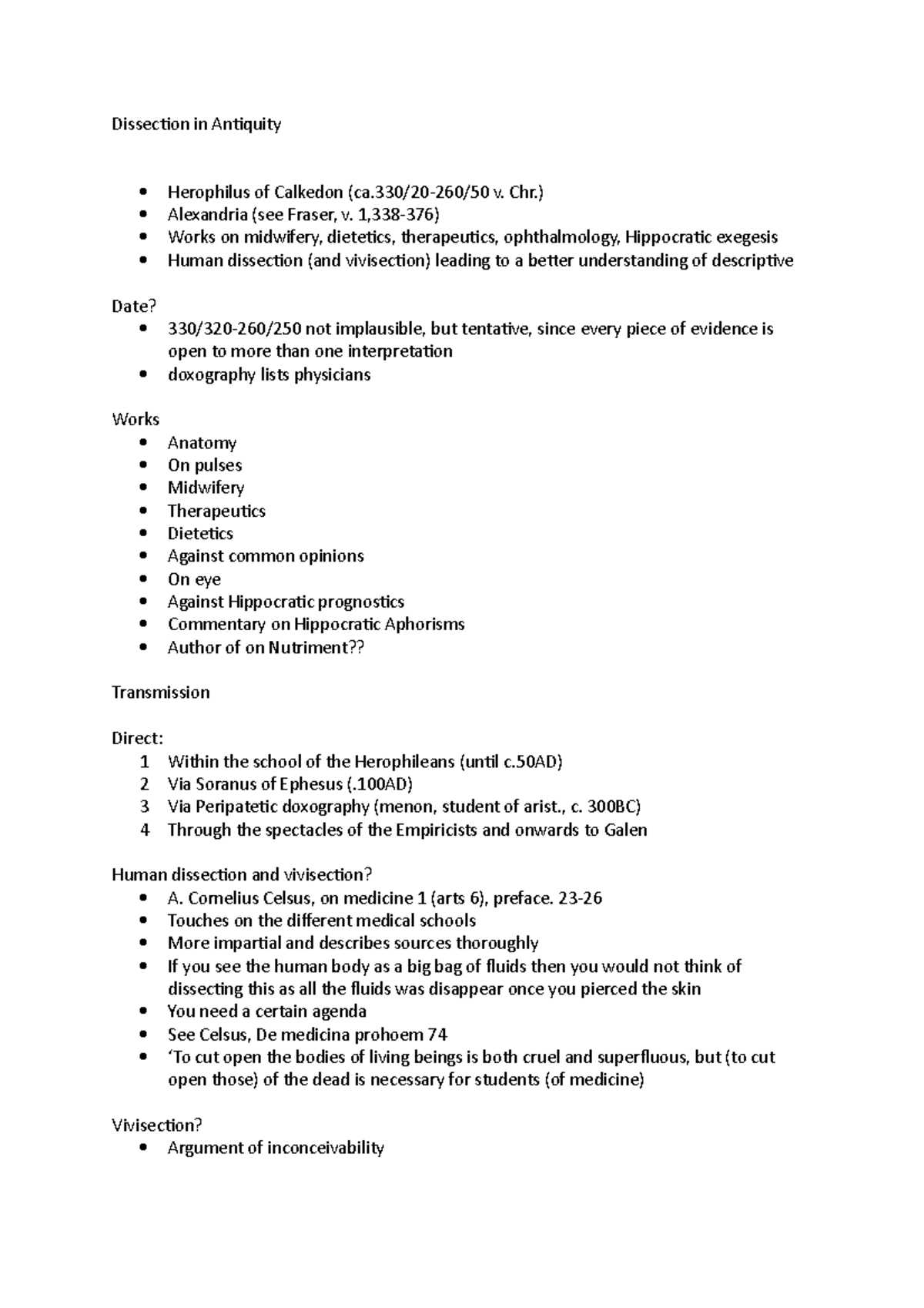 Dissection in Antiquity 4 - Dissection in Antiquity Herophilus of ...