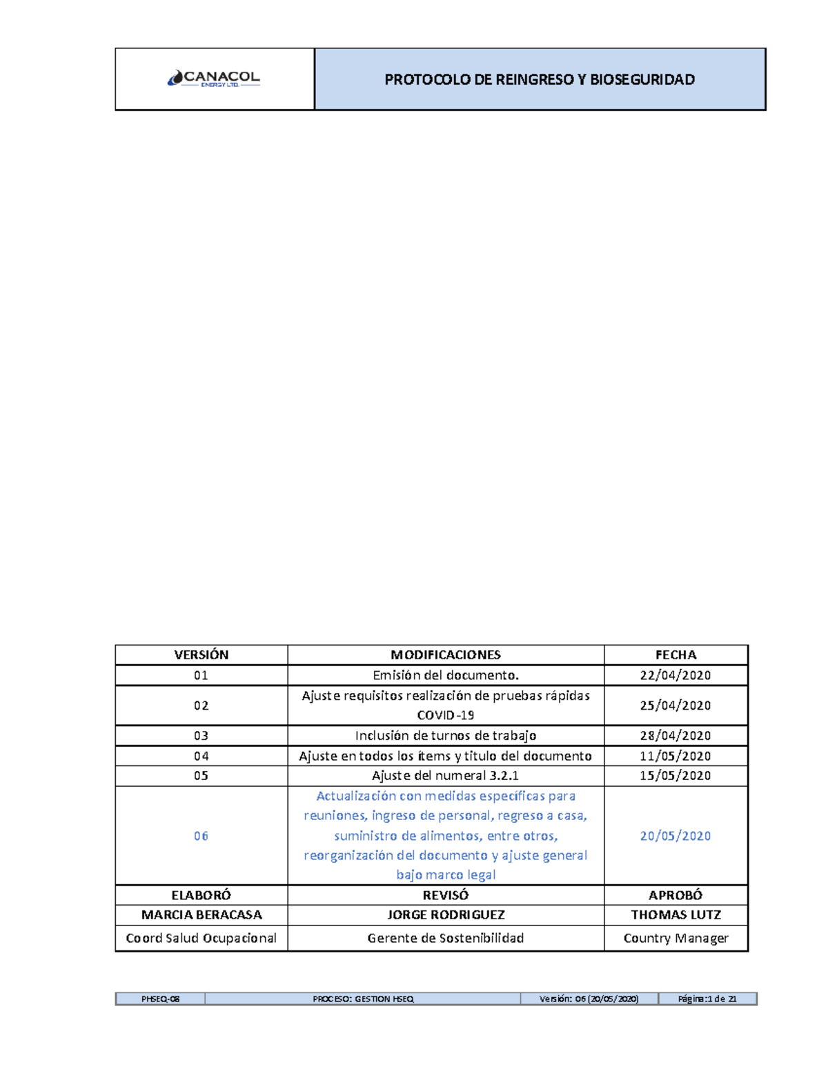 Phseq-08 Protocolo DE Reingreso Y Bioseguridad V6 Cecsa - Warning: TT: undefined function: 32 ...