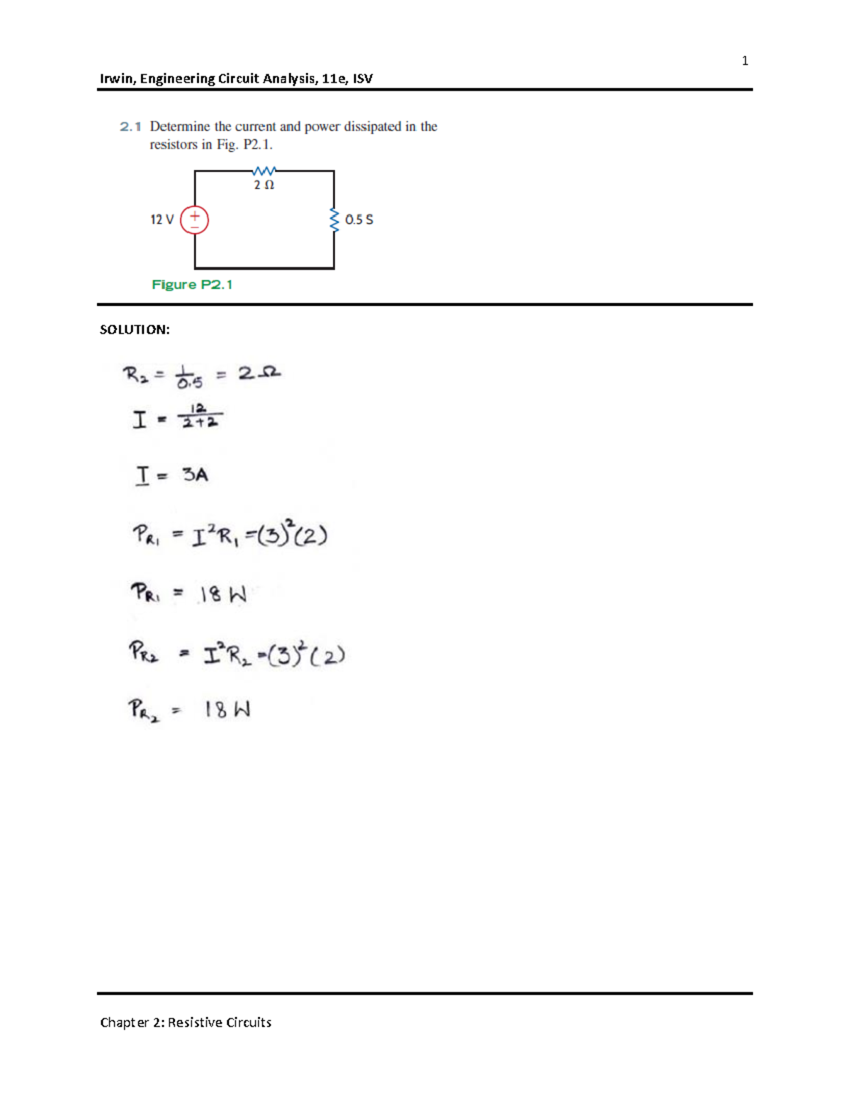 Ch02 - Irwin, Engineering Circuit Analysis, 11e, ISV SOLUTION: Irwin, Engineering Circuit ...