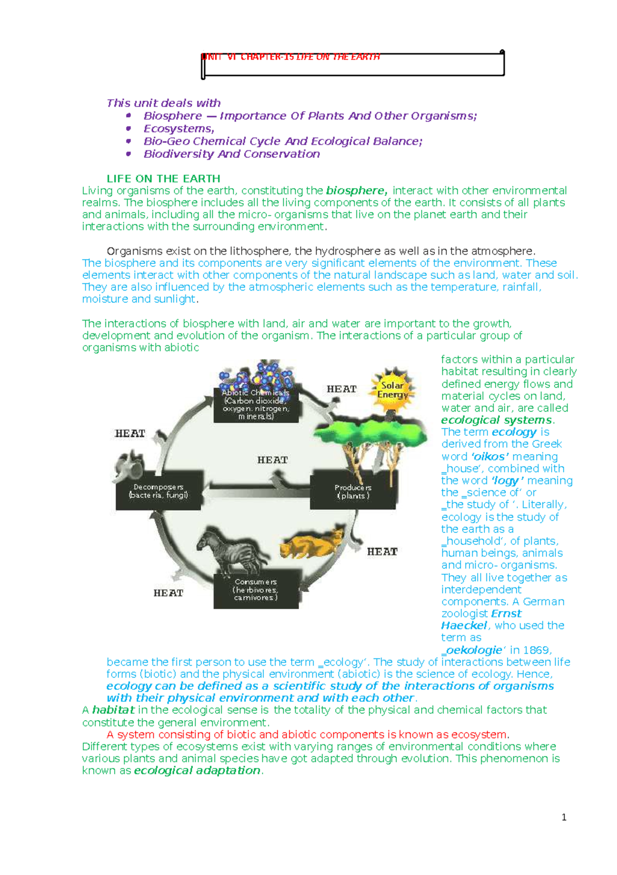 11 geography notes 15 life on earth - This unit deals with Biosphere ...