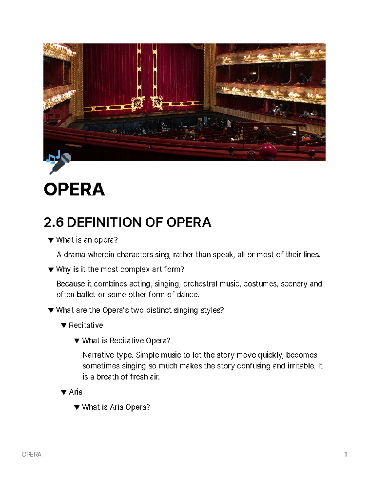 Opera - Notes in English Oral Com 21st Century - 🎤 OPERA 2 DEFINITION ...
