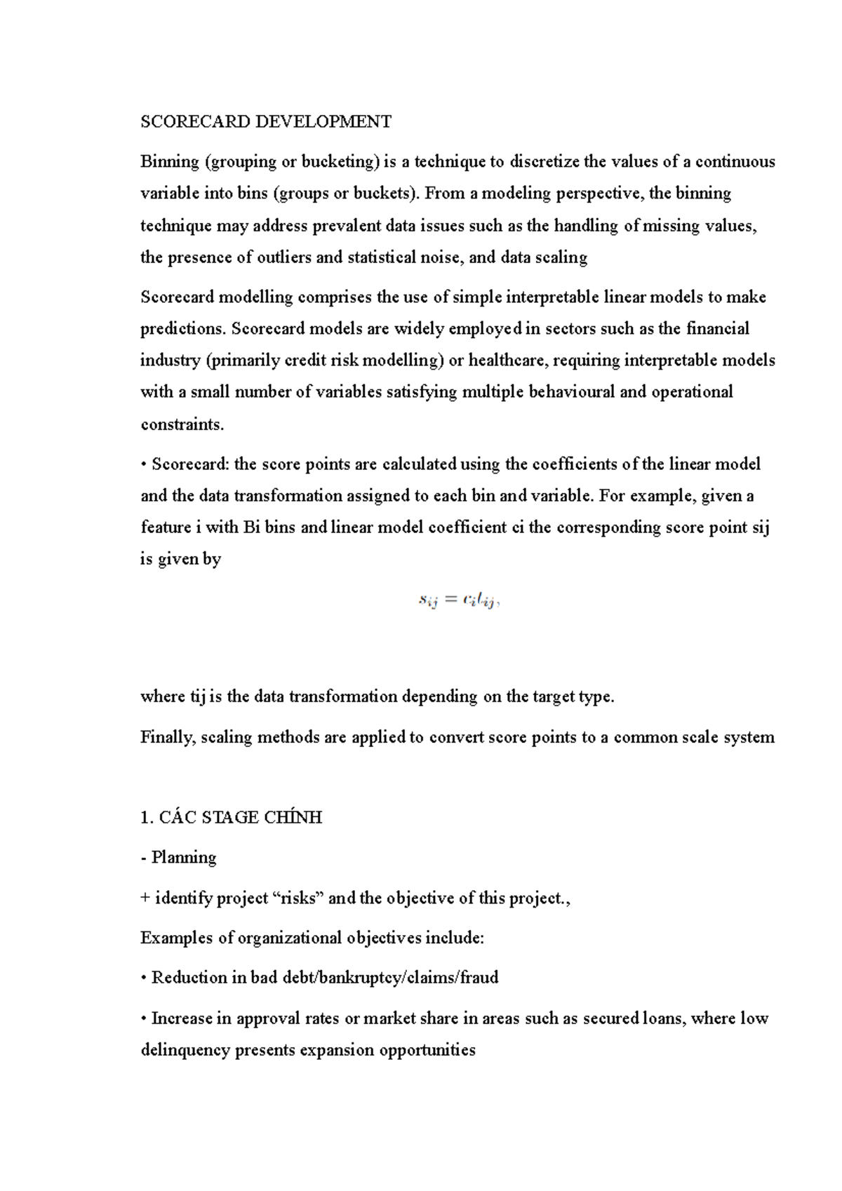 Scorecard Development - SCORECARD DEVELOPMENT Binning (grouping or ...
