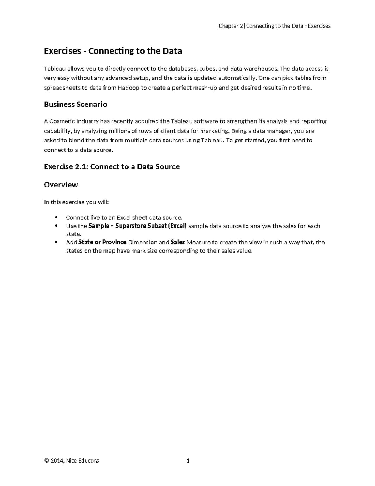 2 Connecting to the Data - Exercises - Connecting to the Data Tableau ...