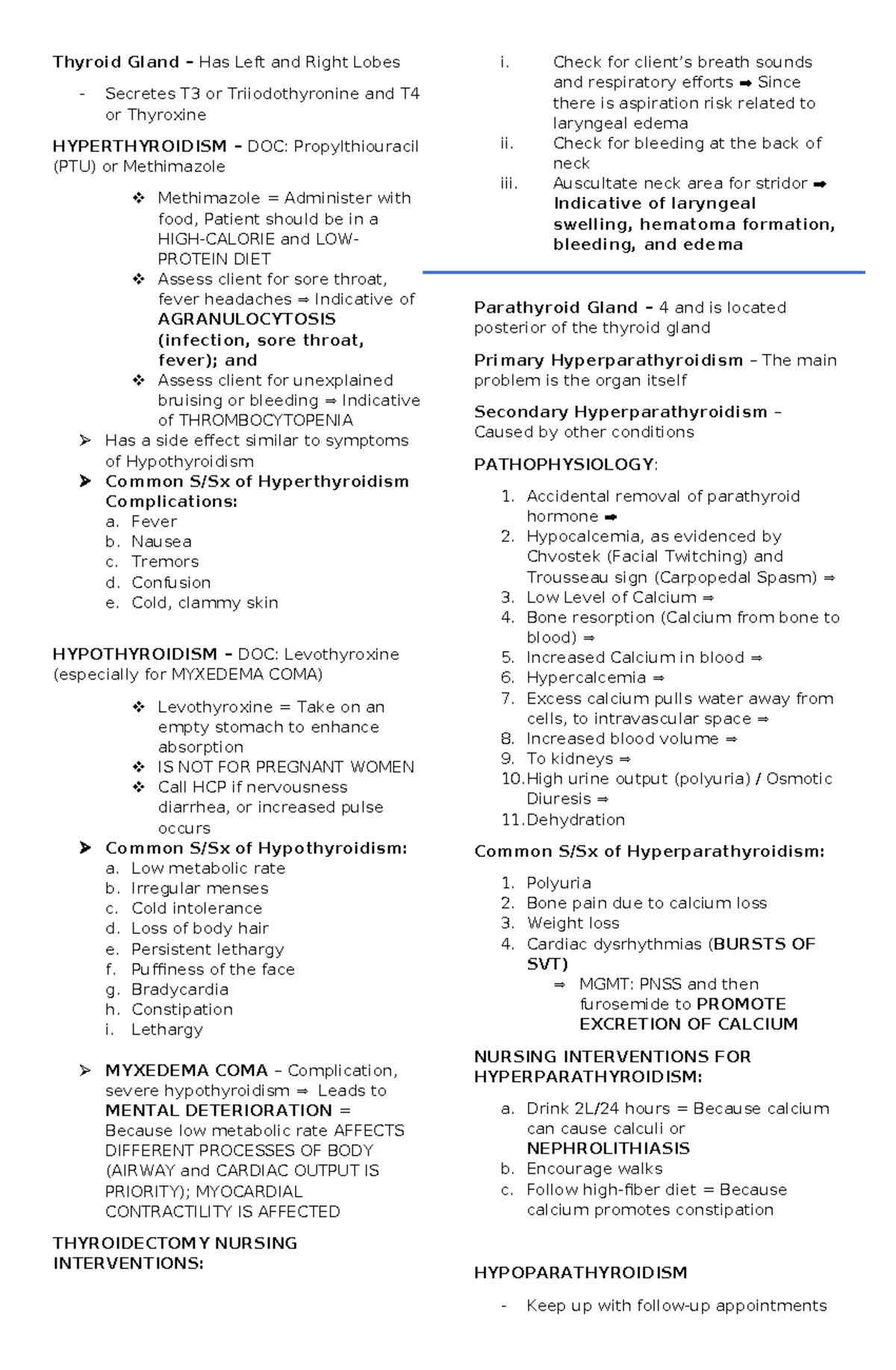 Endocrine Notes - Thyroid Gland – Has Left and Right Lobes - Secretes ...