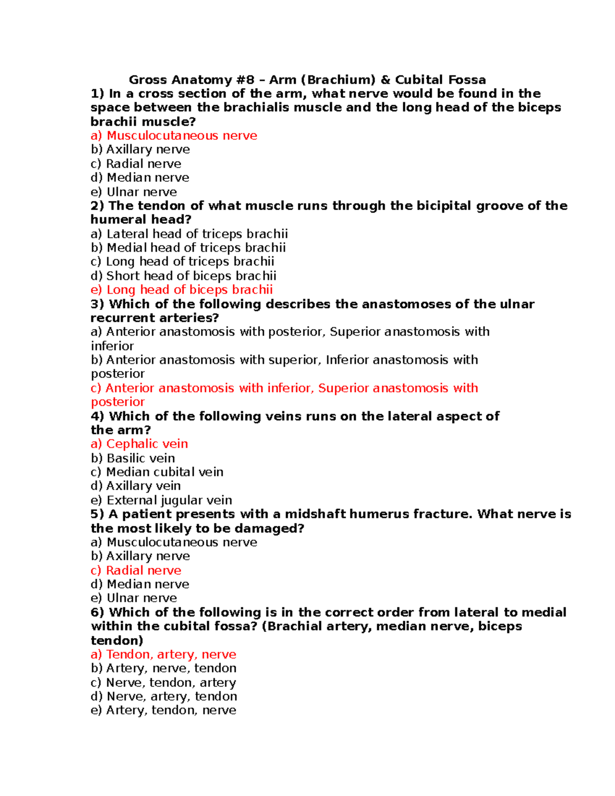 Gross-Anatomy lecture notes - **Gross Anatomy #8 – Arm (Brachium ...