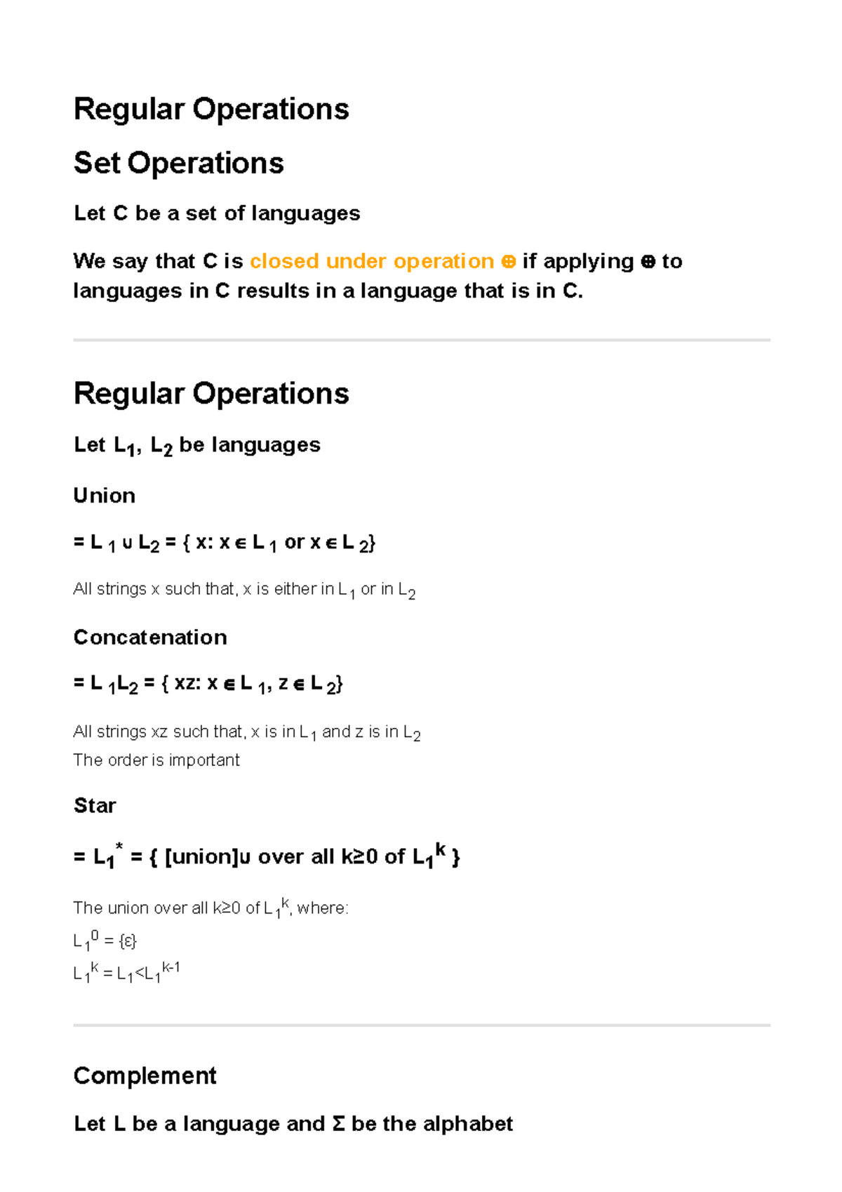 Regular Operations - Regular Operations Set Operations Let C be a set ...