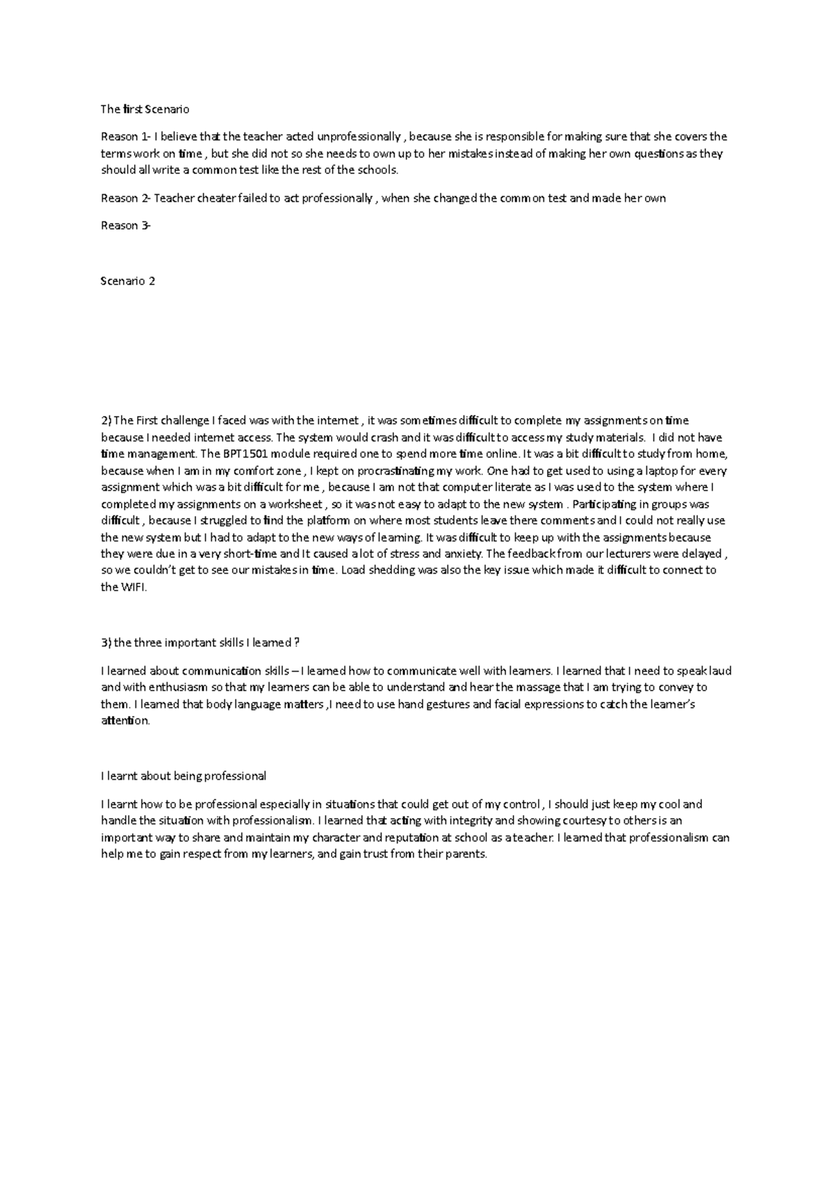 Bpt1501 111 - Hgfcc - The first Scenario Reason 1- I believe that the ...