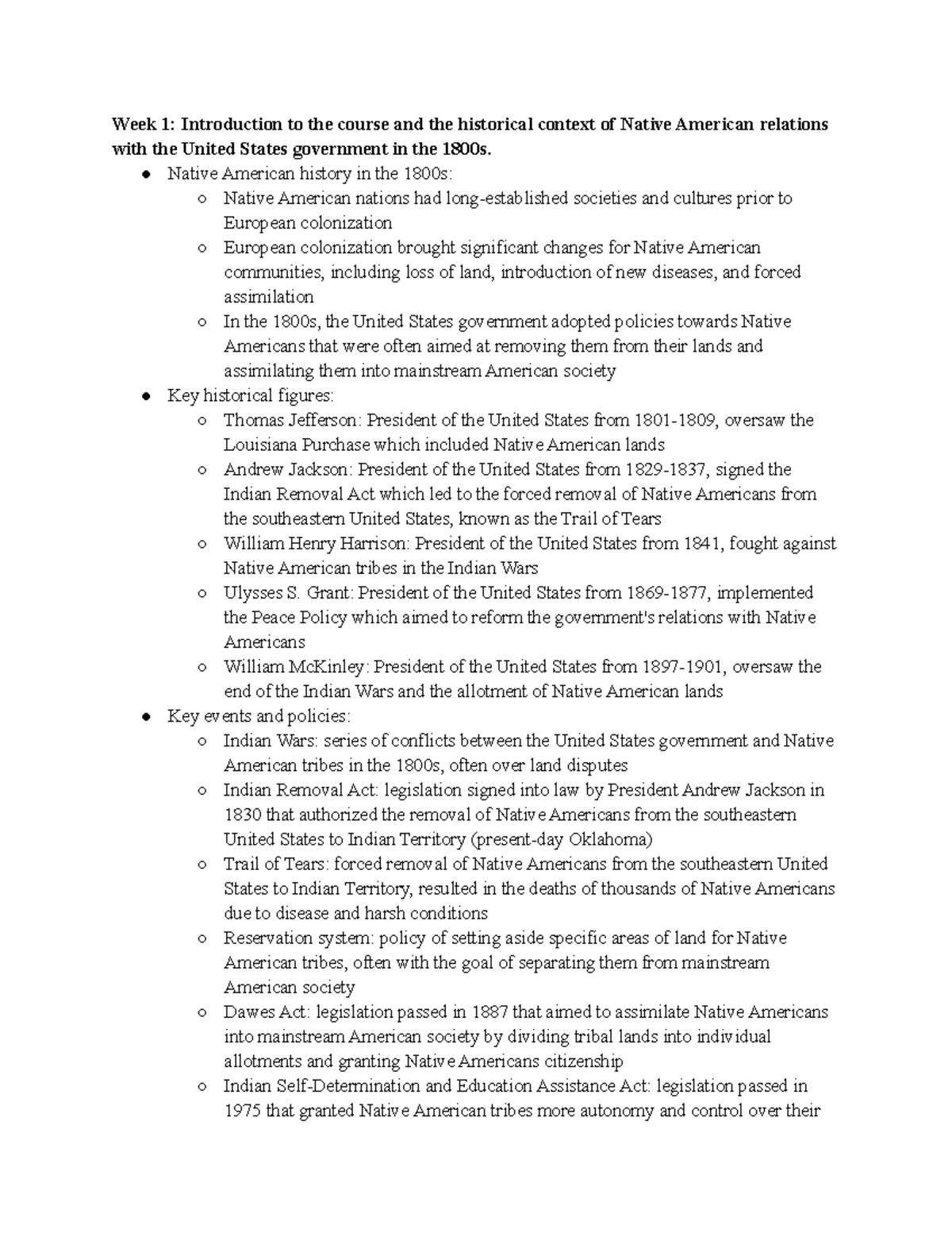 HIST 036 History of North American Indians, 1800-1899 Lecture Notes ...