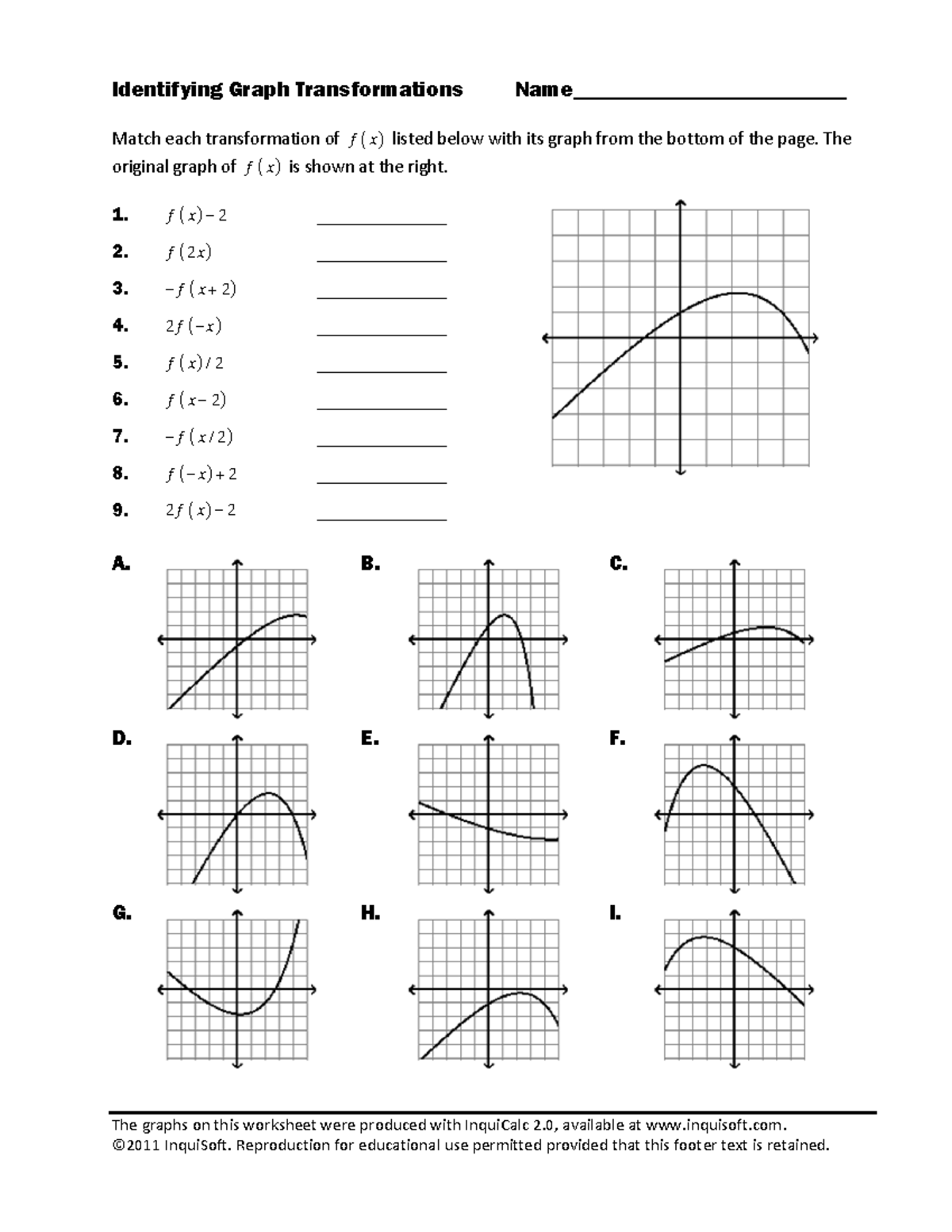 Identifying Graph Transformations practice Day 2 - The graphs on this ...