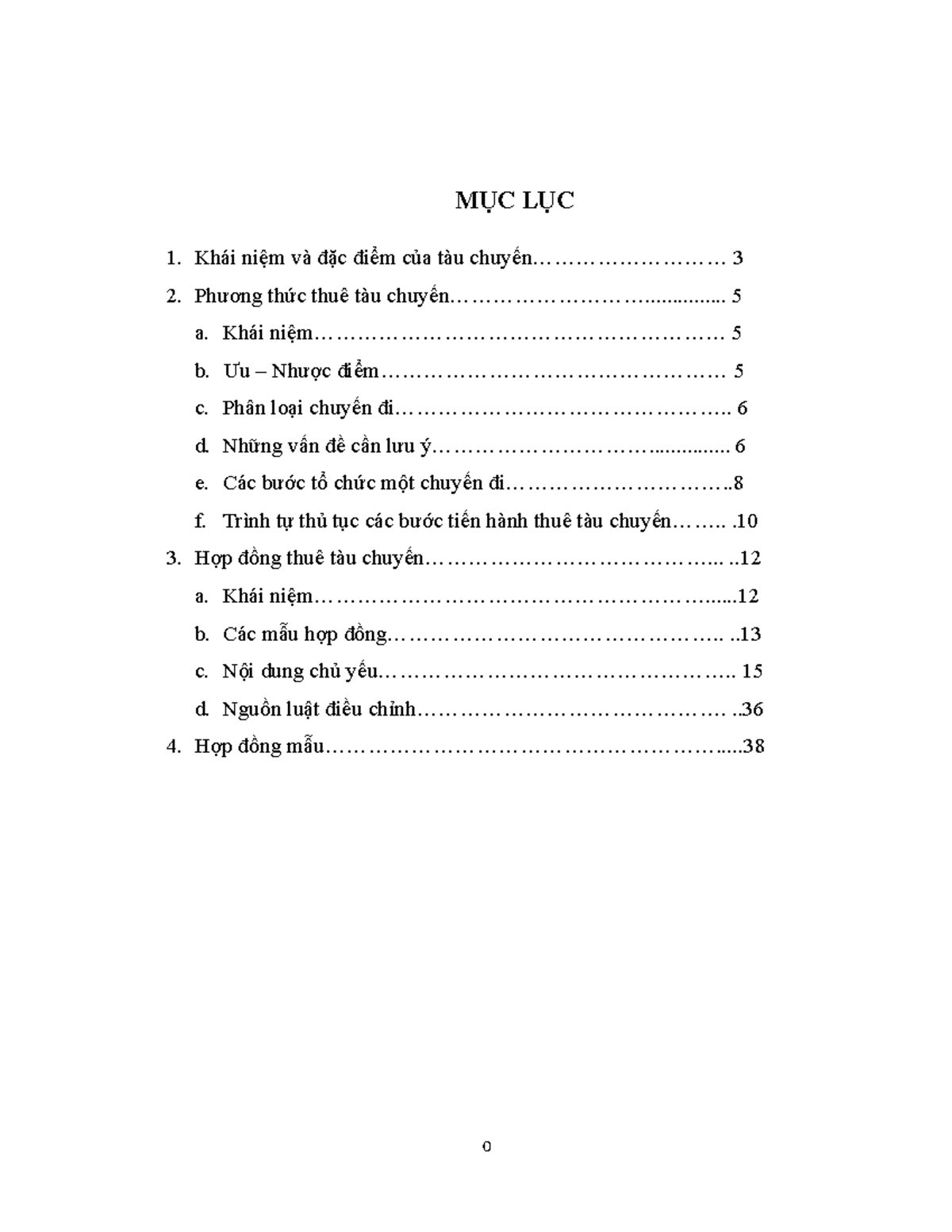Phng thc thue tau chuyn - tham khao - MỤC LỤC Khái niệm và đặc điểm của ...