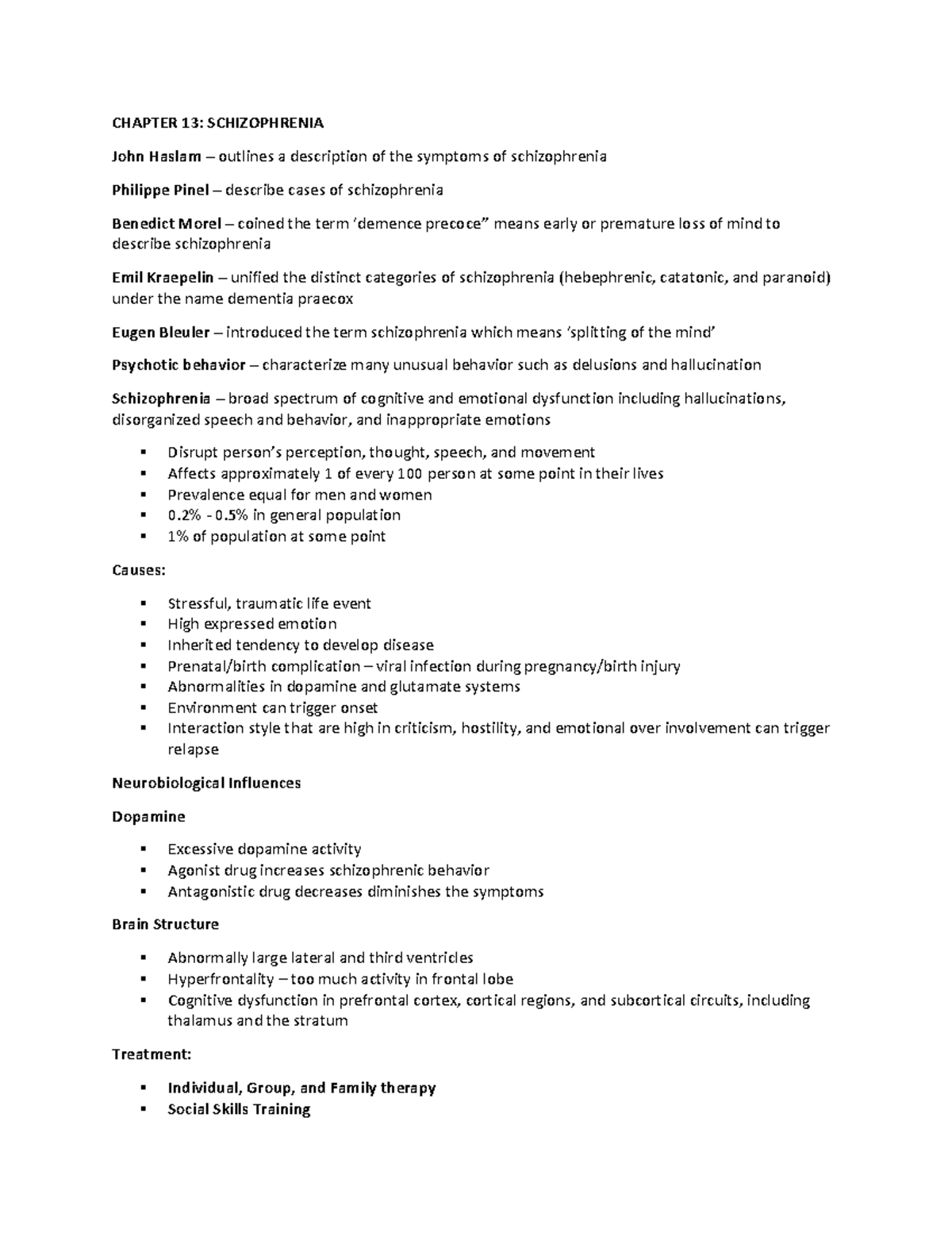 Schizophrenia - Summary Abnormal Psychology: an Integrative Approach ...