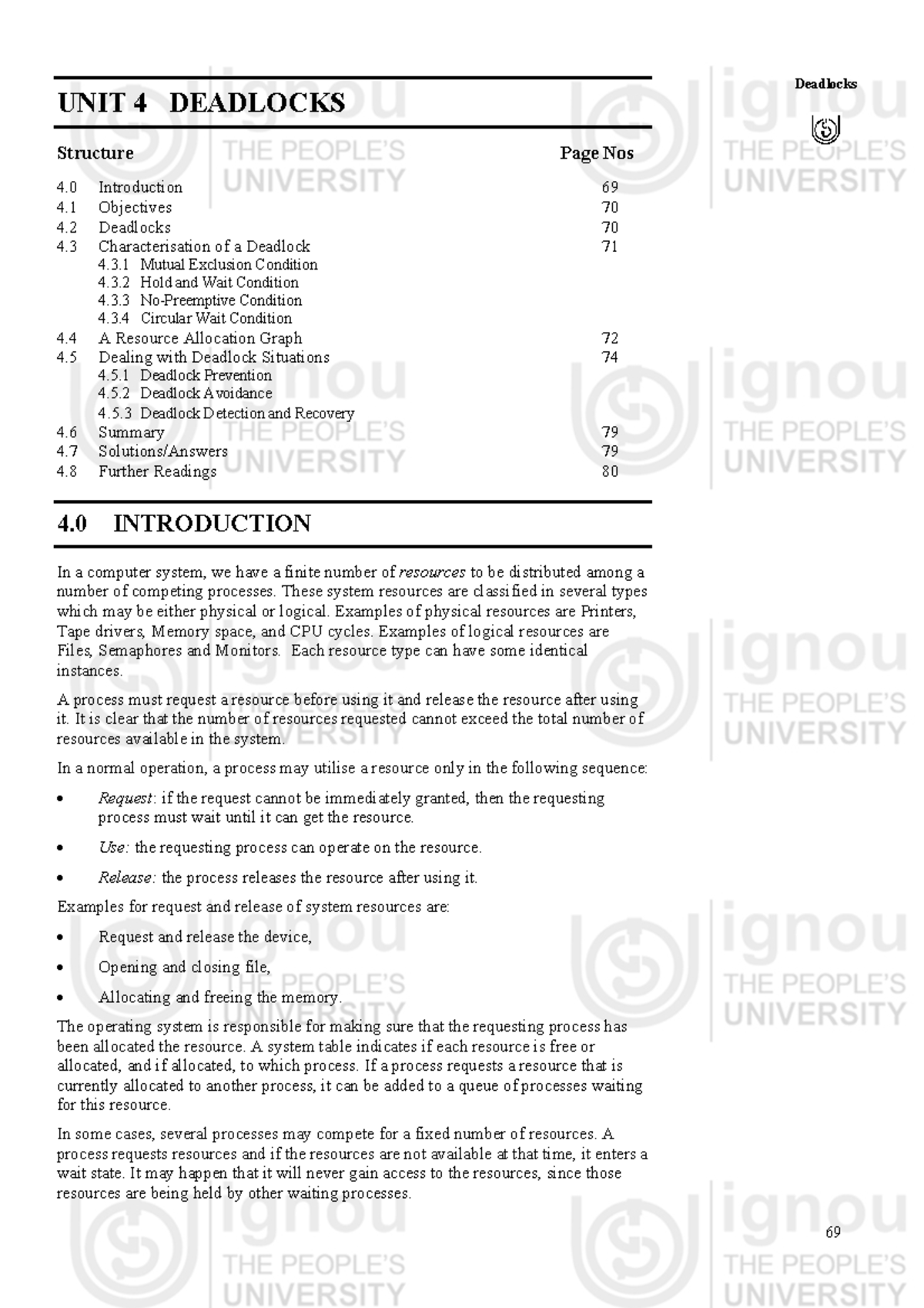 041 B1 U4 Deadlocks - Deadlocks UNIT 4 DEADLOCKS Structure Page Nos 4 ...