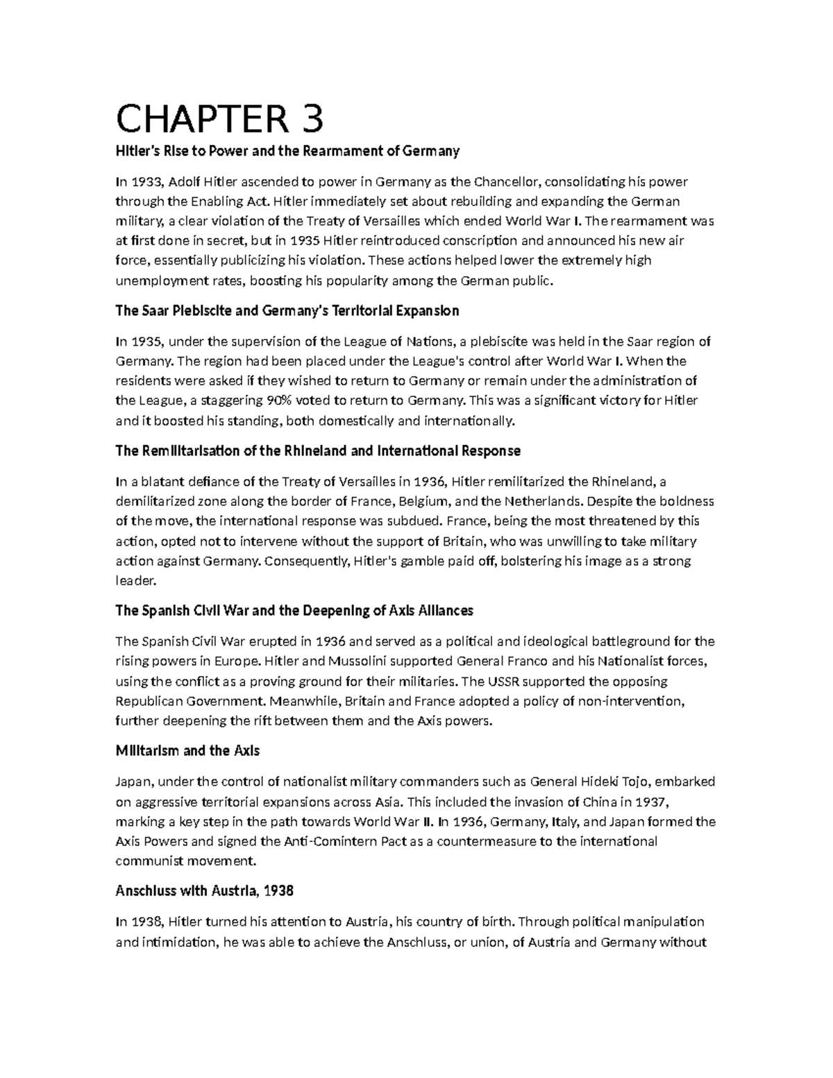 Historia u3 resumen - CHAPTER 3 Hitler's Rise to Power and the ...