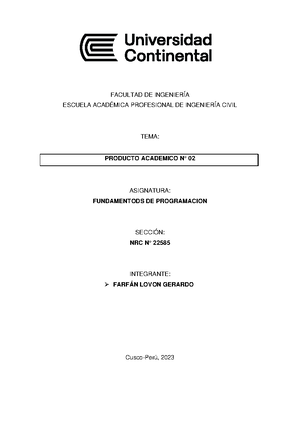 PA 03 Fundamentos Programacion Grupal - Producto Académico No - Tarea 1. Consideraciones ...