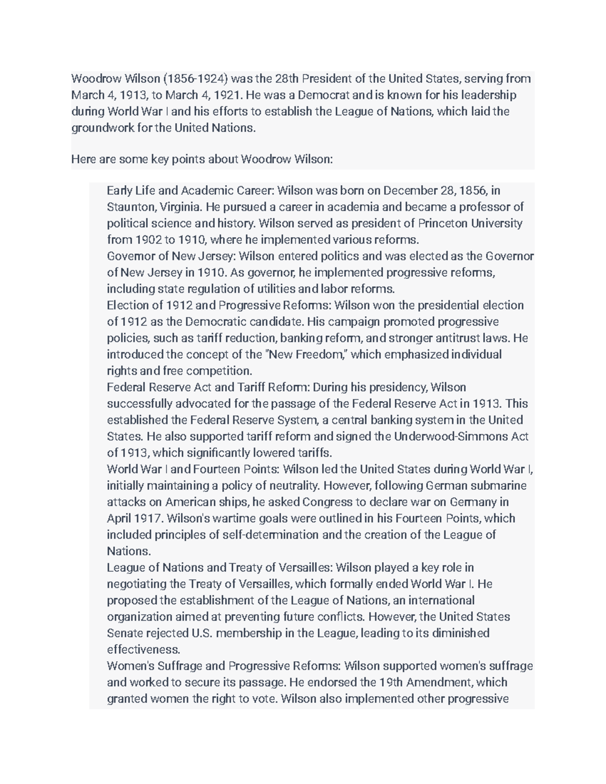 Woodrow Wilson - He was a Democrat and is known for his leadership ...