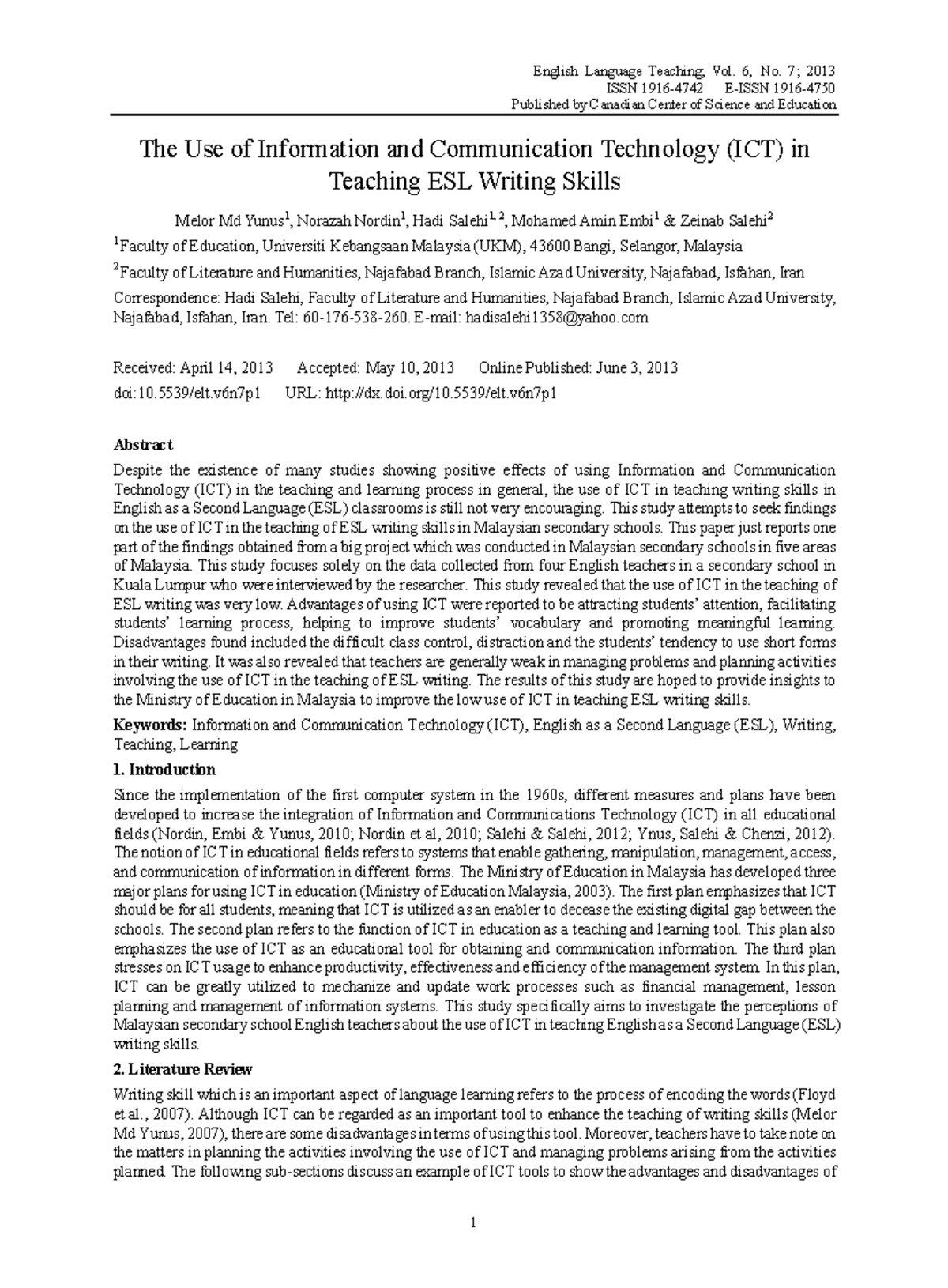 The Use of Information and Communication Technology (ICT) in Teaching ...