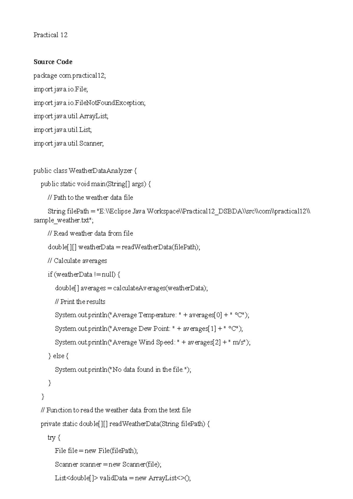 Practical 12 Dsbda Practical 12 Source Code Package Com Import Import