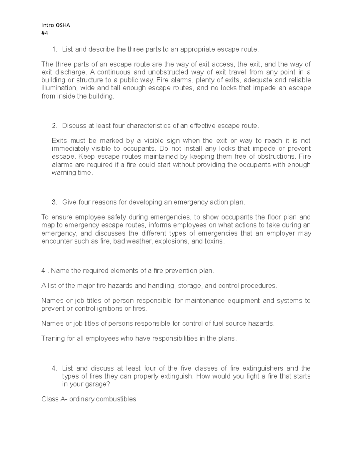 Assignment #4 - Intro OSHA List and describe the three parts to an ...