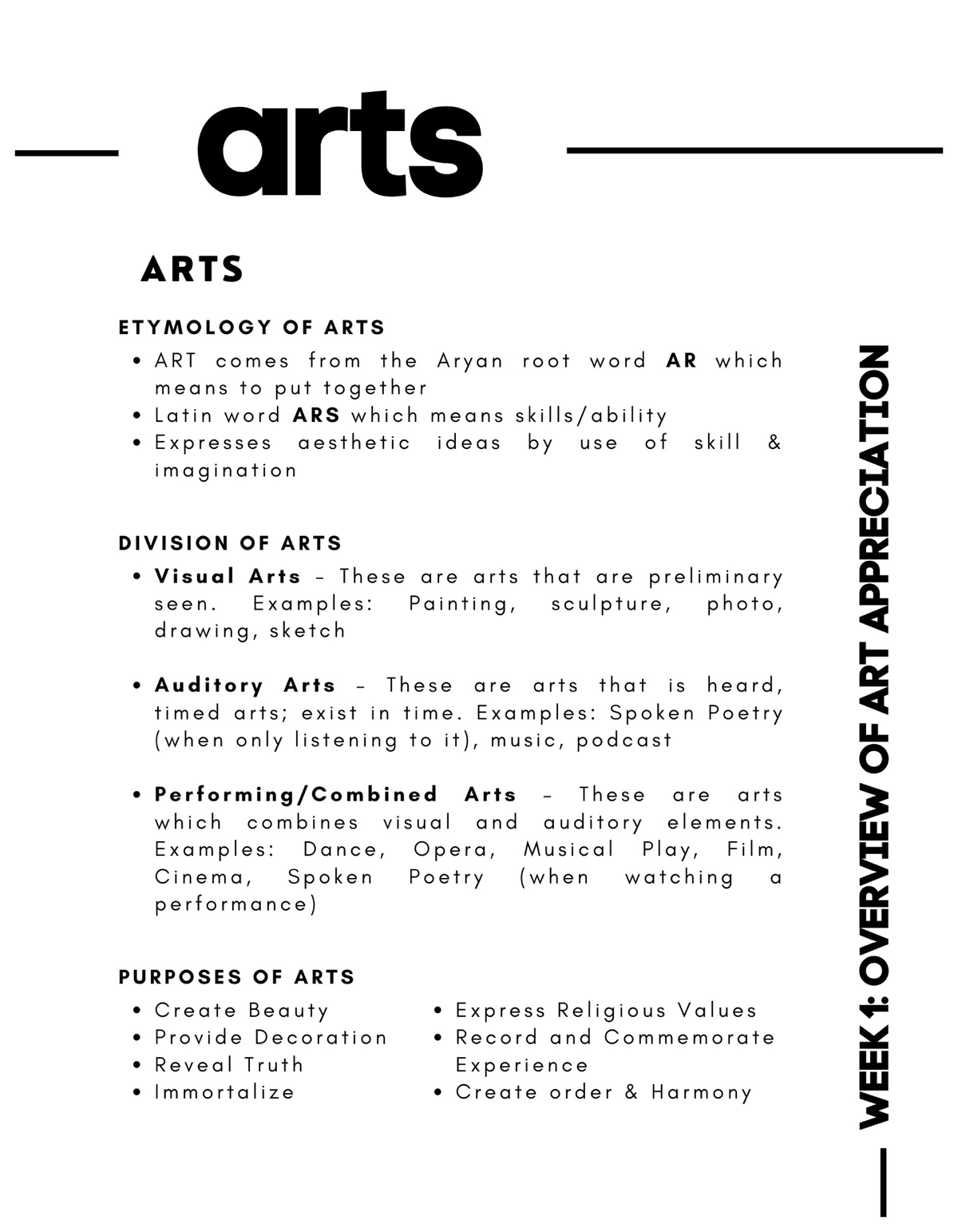 ARTA 111 Prelim Reviewer - Arts Appreciation - OLFU - Studocu