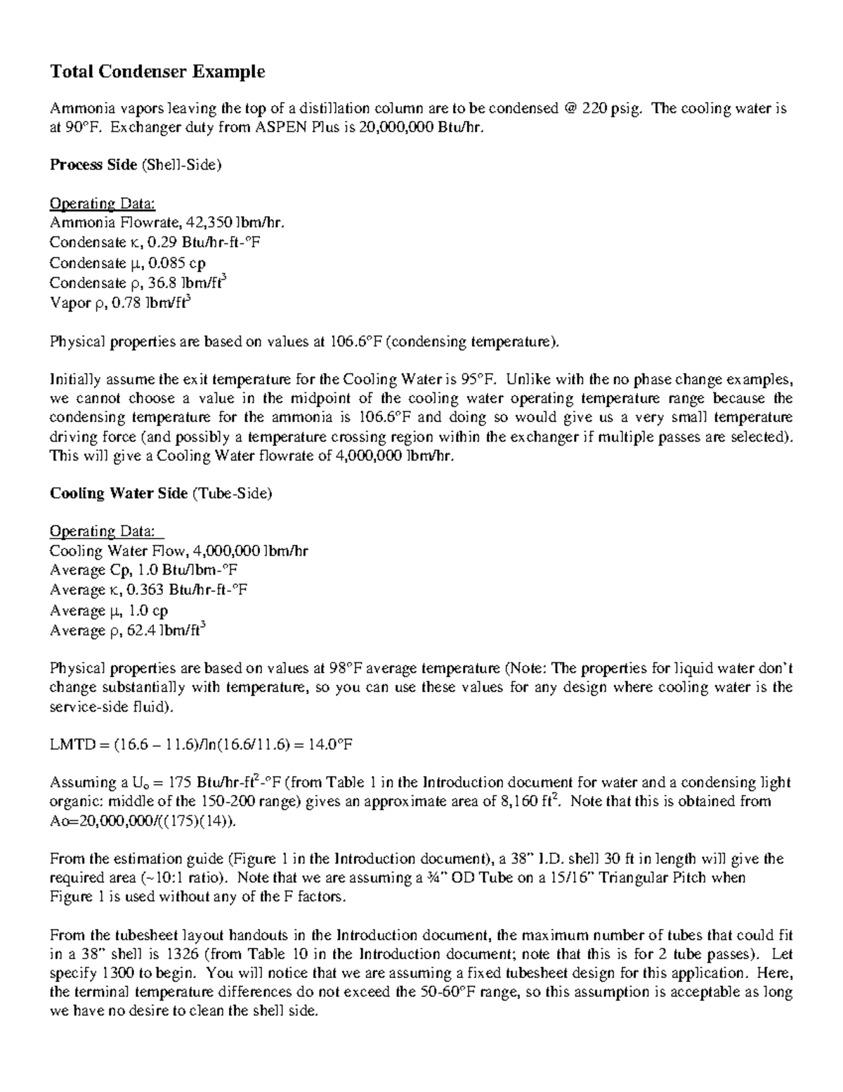 Total Condenser Example Solution - Total Condenser Example Ammonia ...