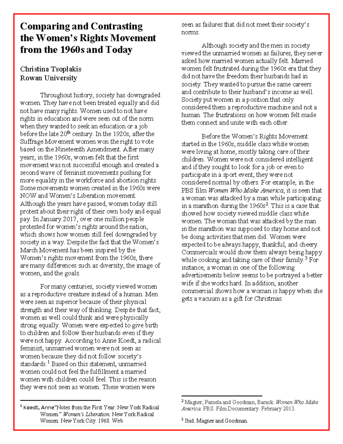 65765 - notes - Comparing and Contrasting the Women’s Rights Movement ...