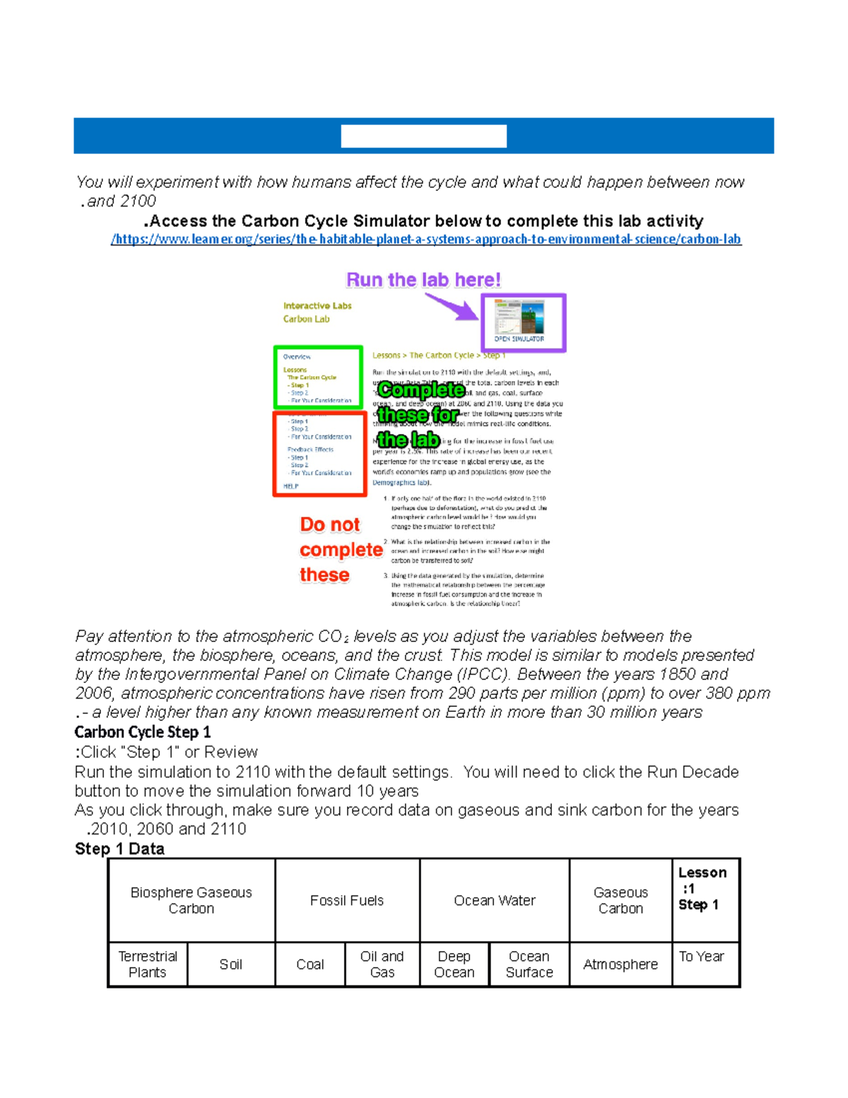 APES Carbon Cycle Lab F 22 - Carbon Cycle Lab You will experiment with ...
