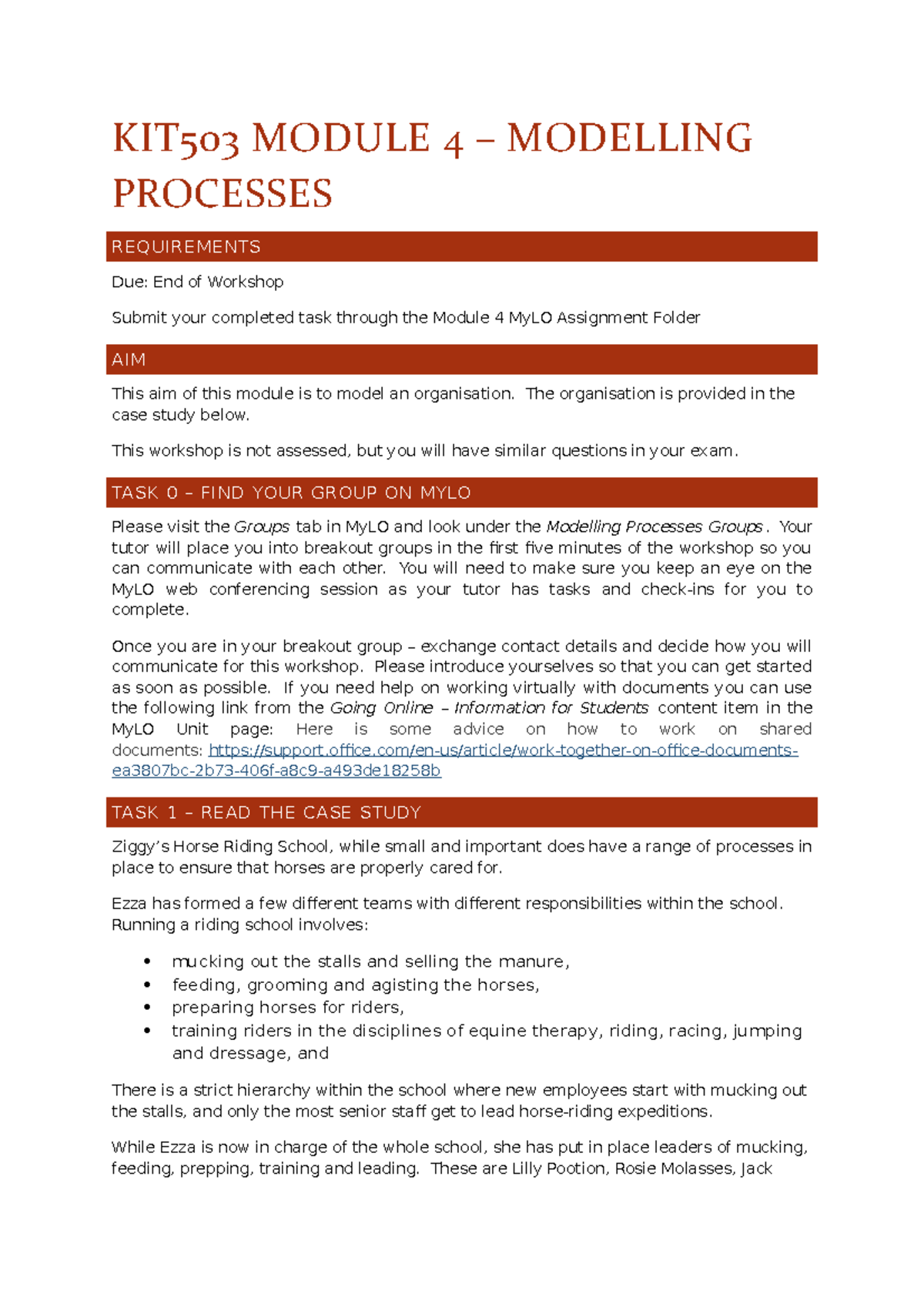KIT503 Module 4 - Project Management Processes Sem 1 2020 - KIT503 ...
