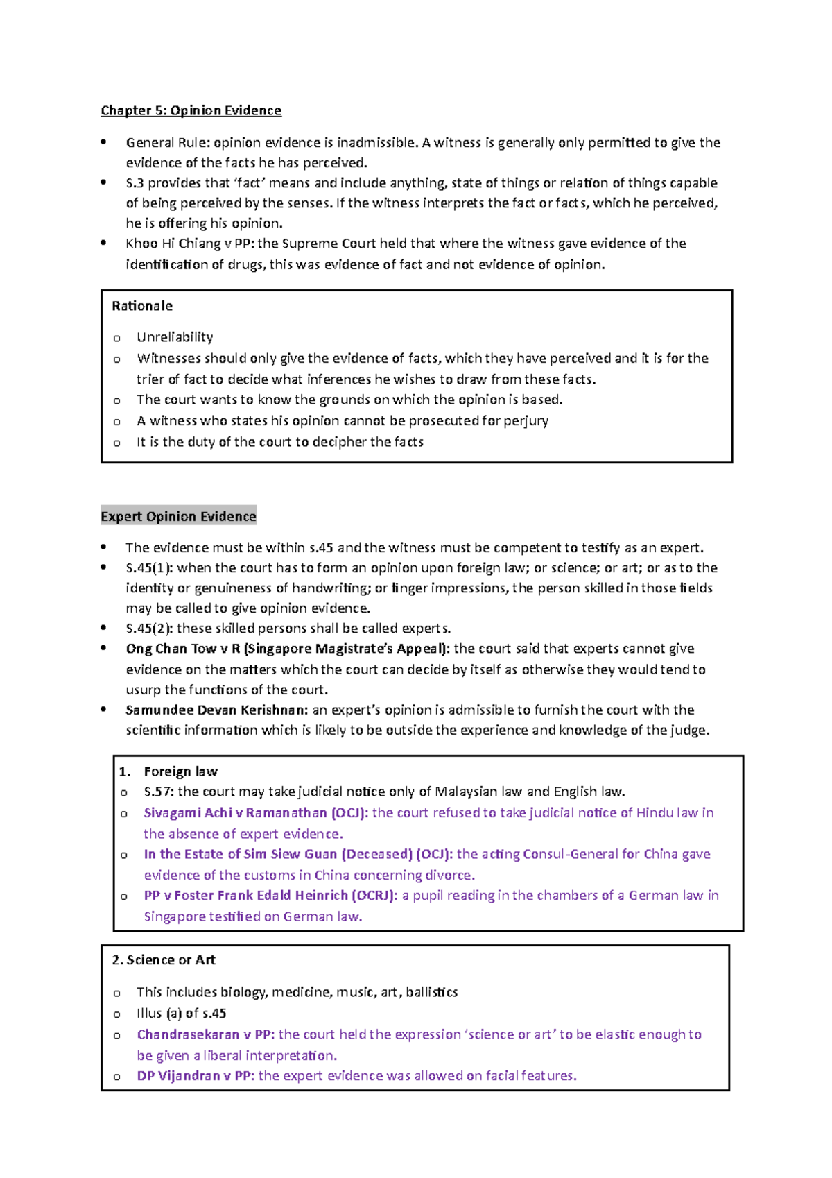 Chapter 5 opinion evidence - Chapter 5: Opinion Evidence General Rule ...