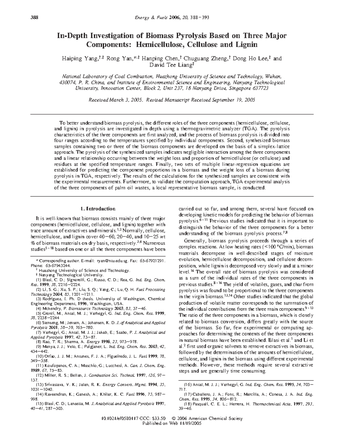In-Depth Investigation of Biomass Pyrolysis Based on Three Major ...