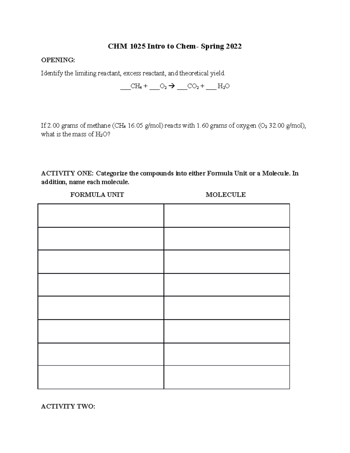 CHM 1025 Jessie Roncevic 04.14.22 Worksheet - CHM 1025 Intro to Chem ...