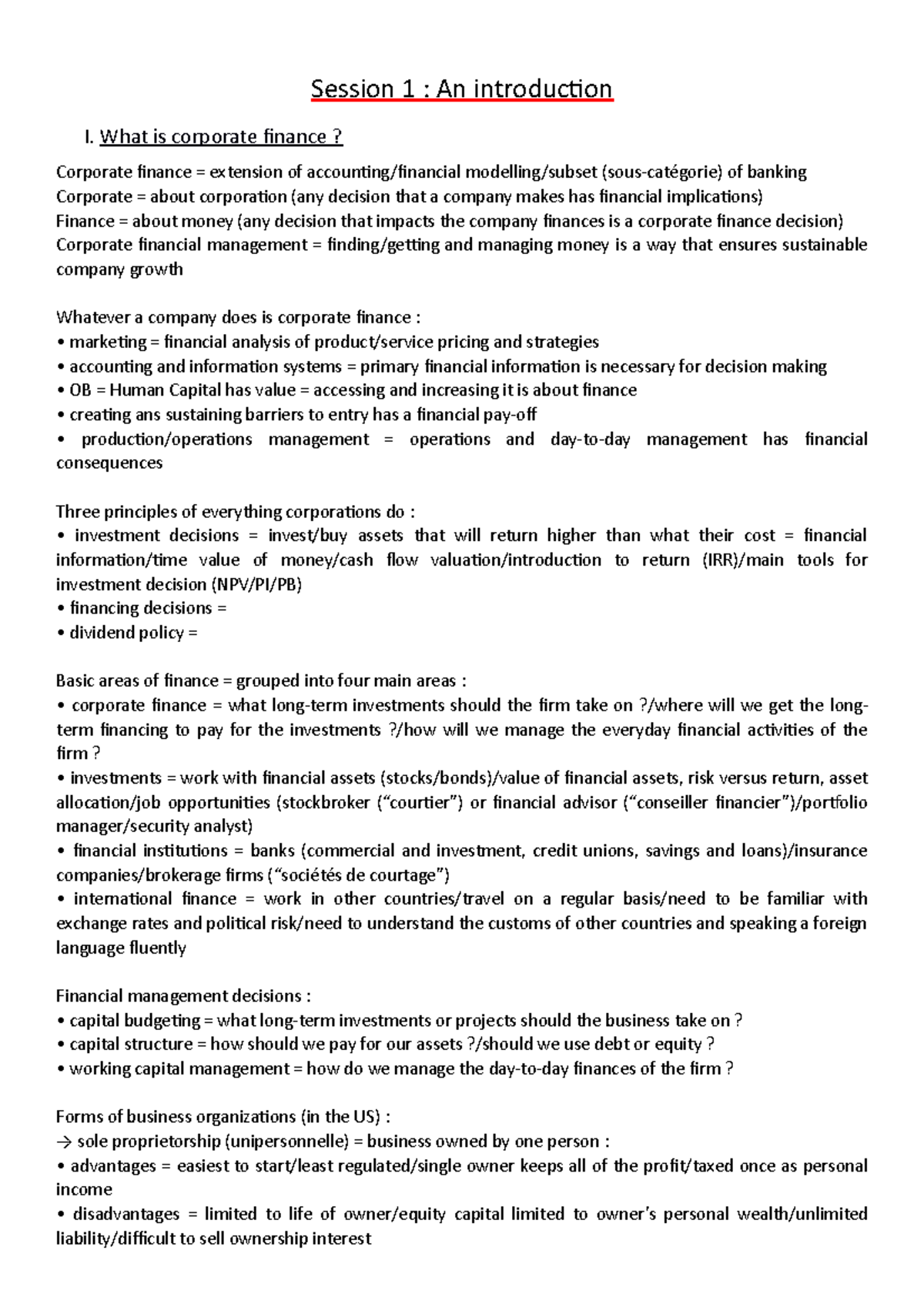 Session 1 - An Introduction (première année) - Session 1 : An ...