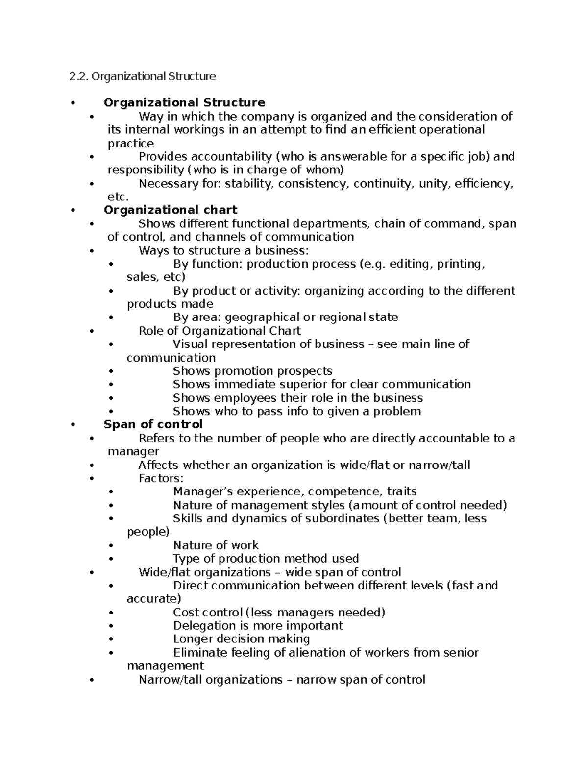 2.2 Organizational Structure - Organizational Structure Organizational ...