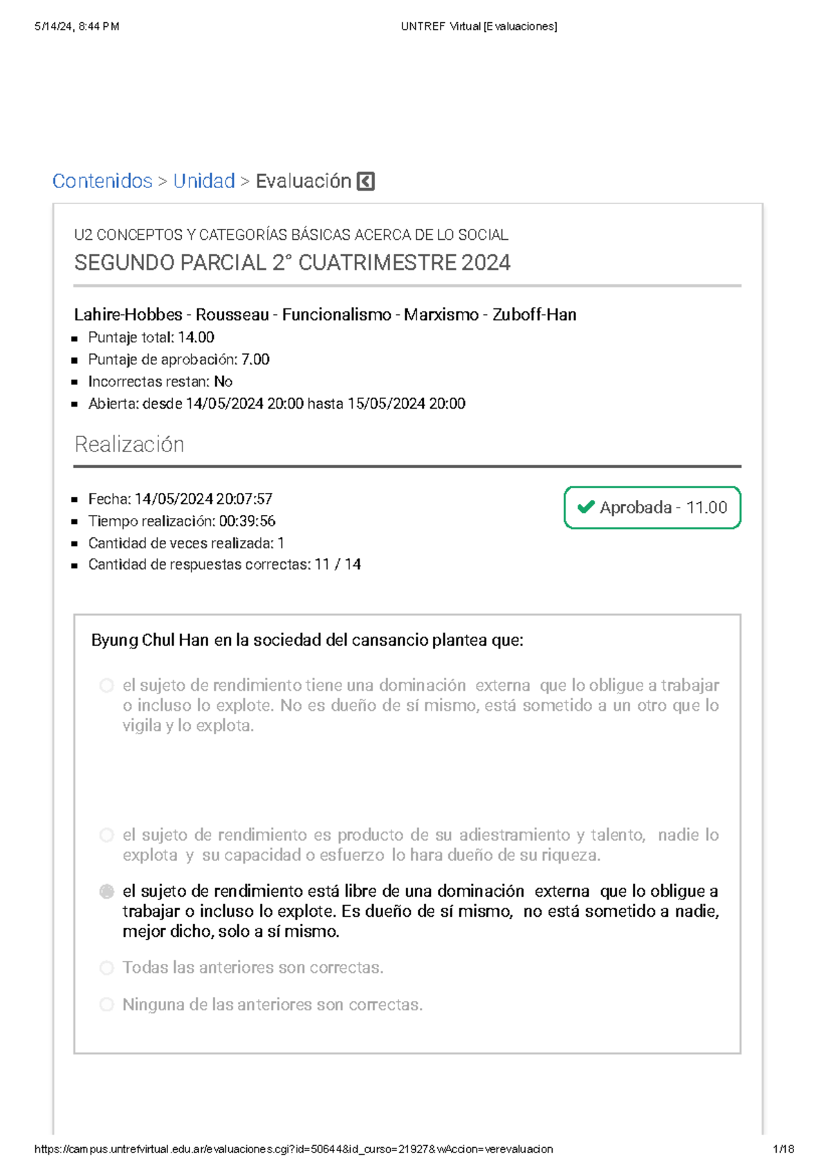Untref Virtual 2do parcial Sociologia - Contenidos > Unidad > Evaluación U2 CONCEPTOS Y - Studocu