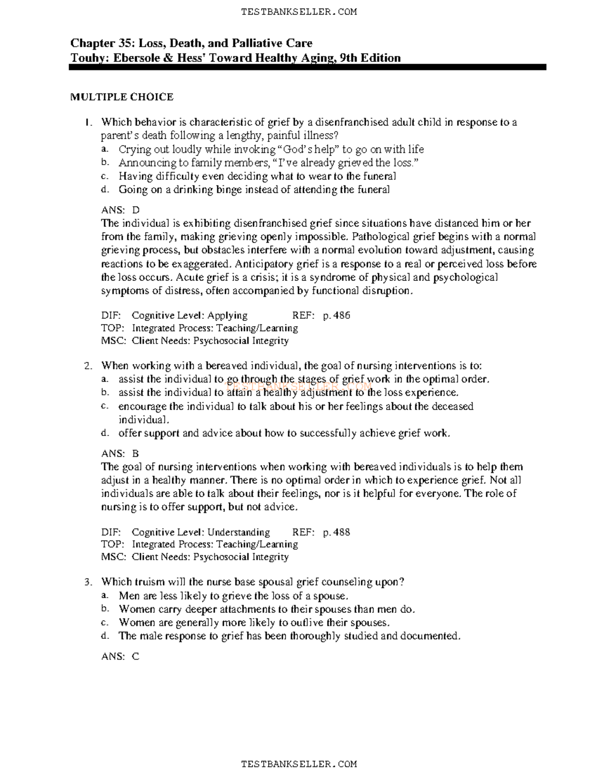 35 - Towards Healthy Aging Testbank - RN 218A - Studocu