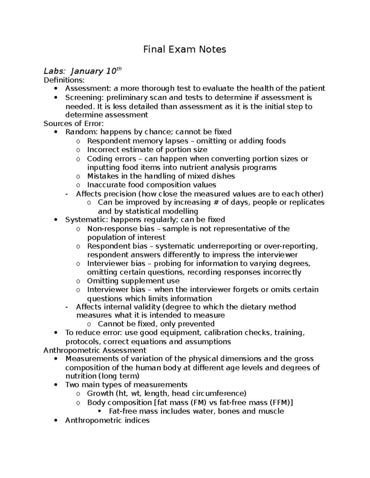 Final Exam Notes - Final Exam Notes Labs: January 10th Definitions ...