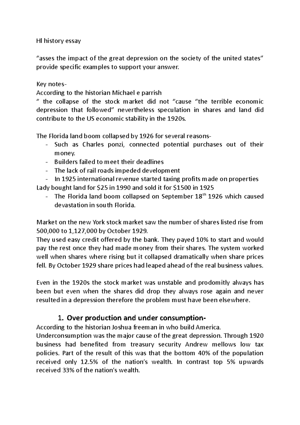 Hl history essay - Hl history essay “asses the impact of the great ...