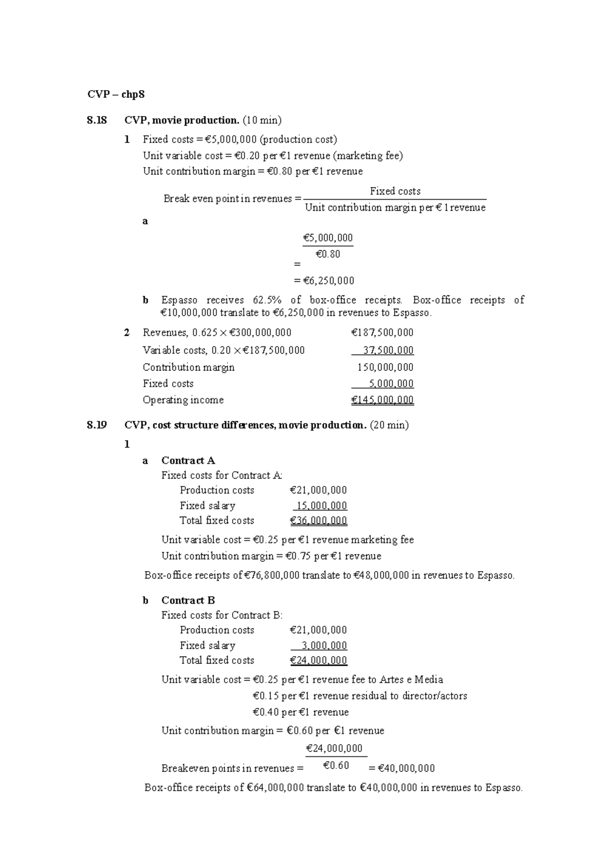 311107774 Management and Cost Accounting Bhimani Solutions 5th edition - CVP – chp 8 CVP, movie ...