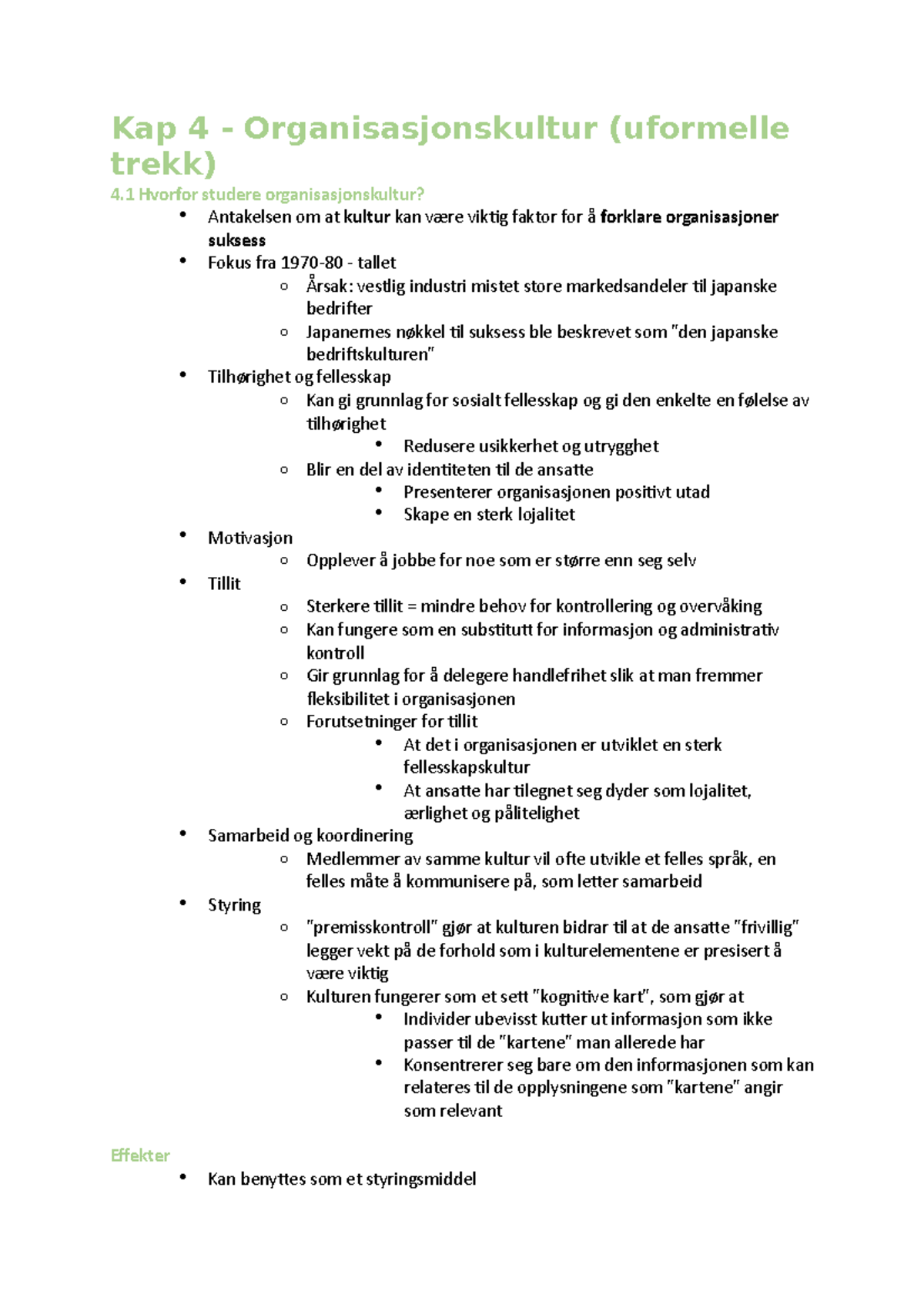 Kap 4 - organisasjonsstruktur (uformelle trekk) - Kap 4 ...