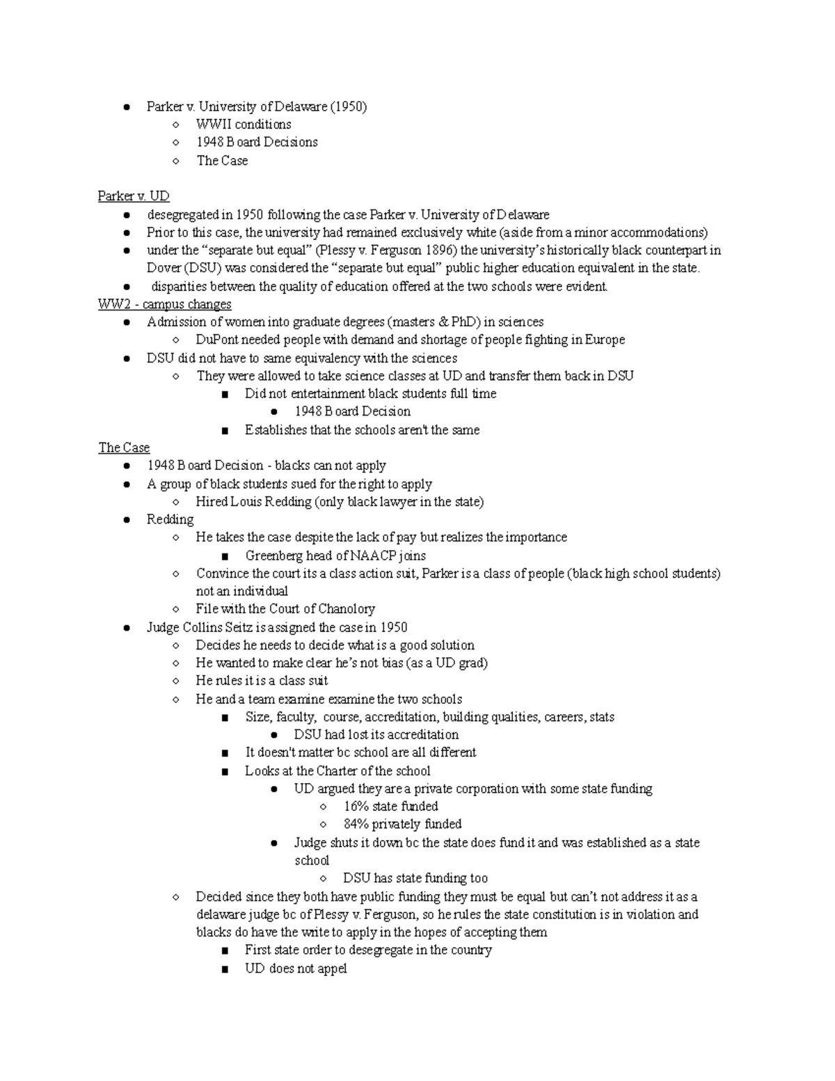 WWII - notes on the WWII years in Delaware - Parker v. University of ...