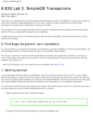 Lab1 - This resource contains information related to dummy tables. - 6 Lab 1: SimpleDB Assigne d ...