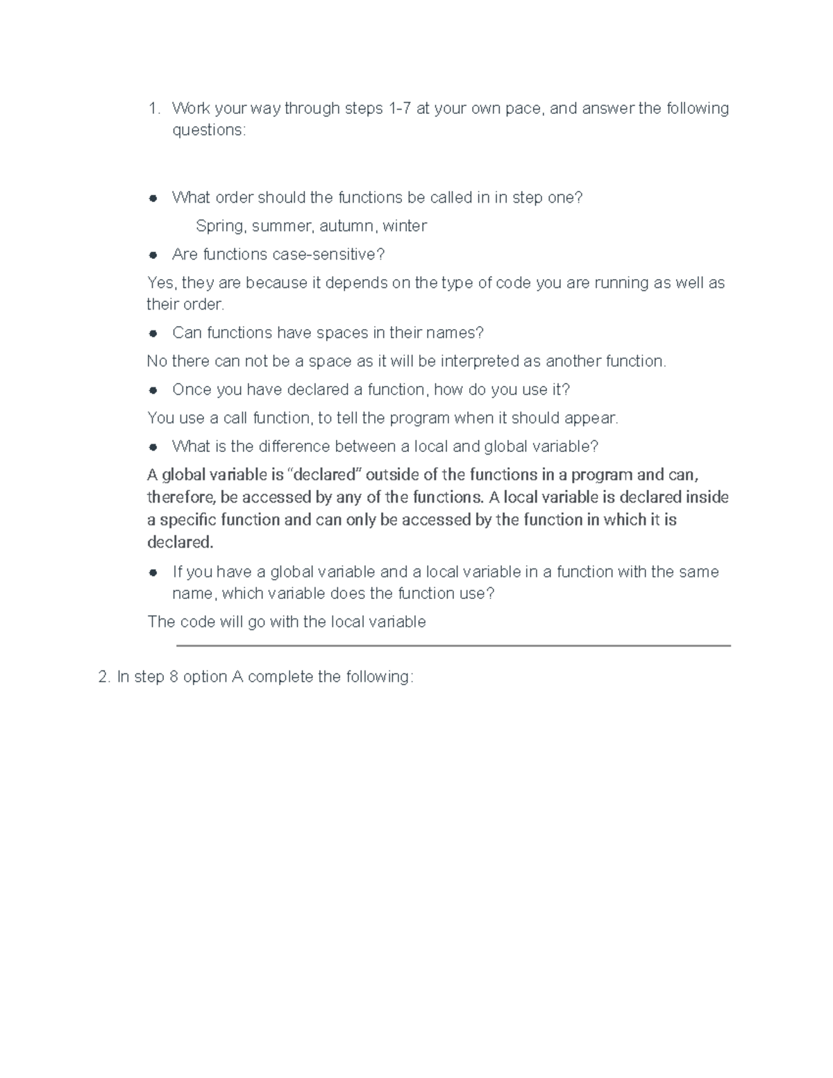 Functions Practice - some answers for work - Work your way through ...