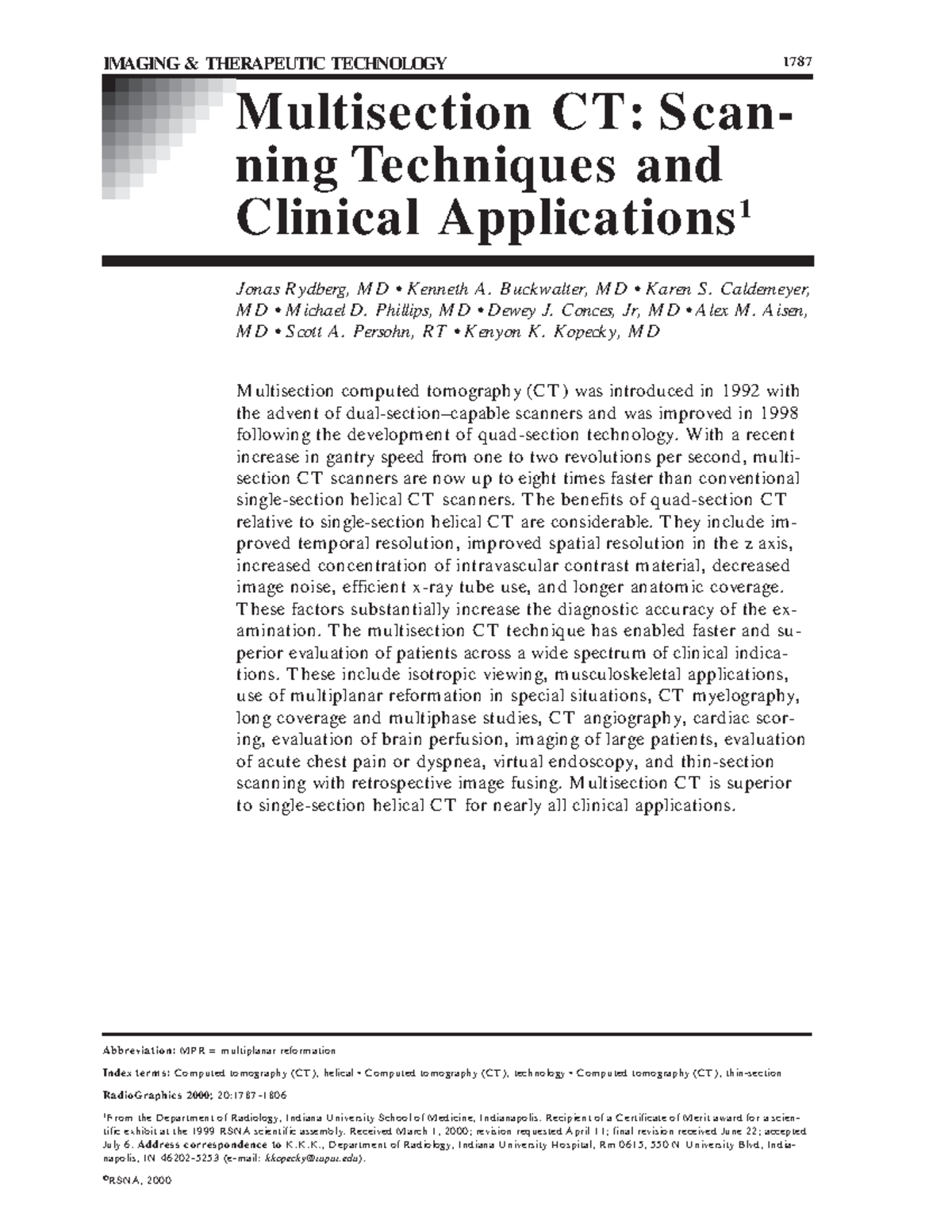 Radiographics.20 - examen de tac - IMAGING & THERAPEUTIC TECHNOLOGY ...