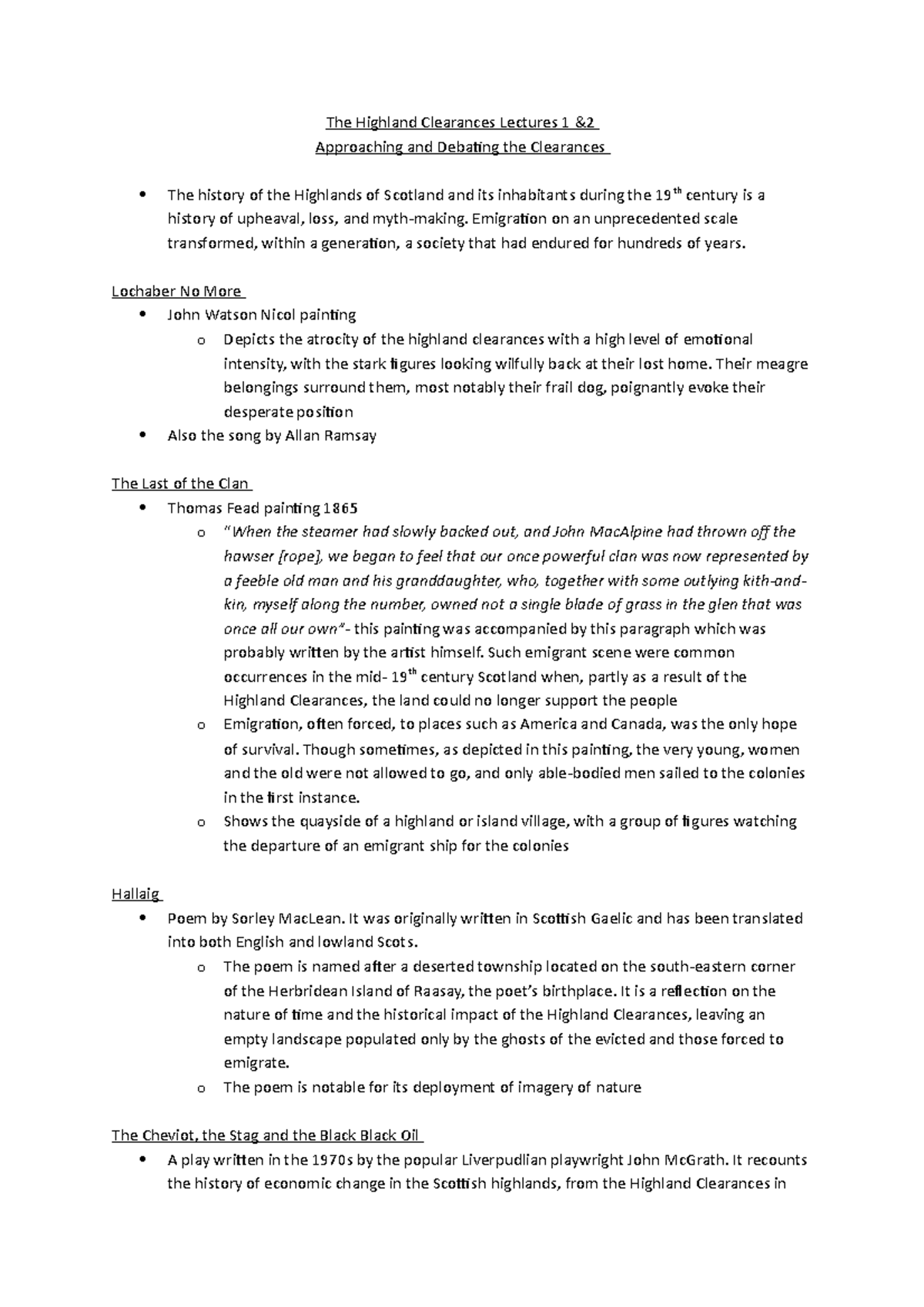 The Highland Clearances Lectures 1&2 - Emigration on an unprecedented ...