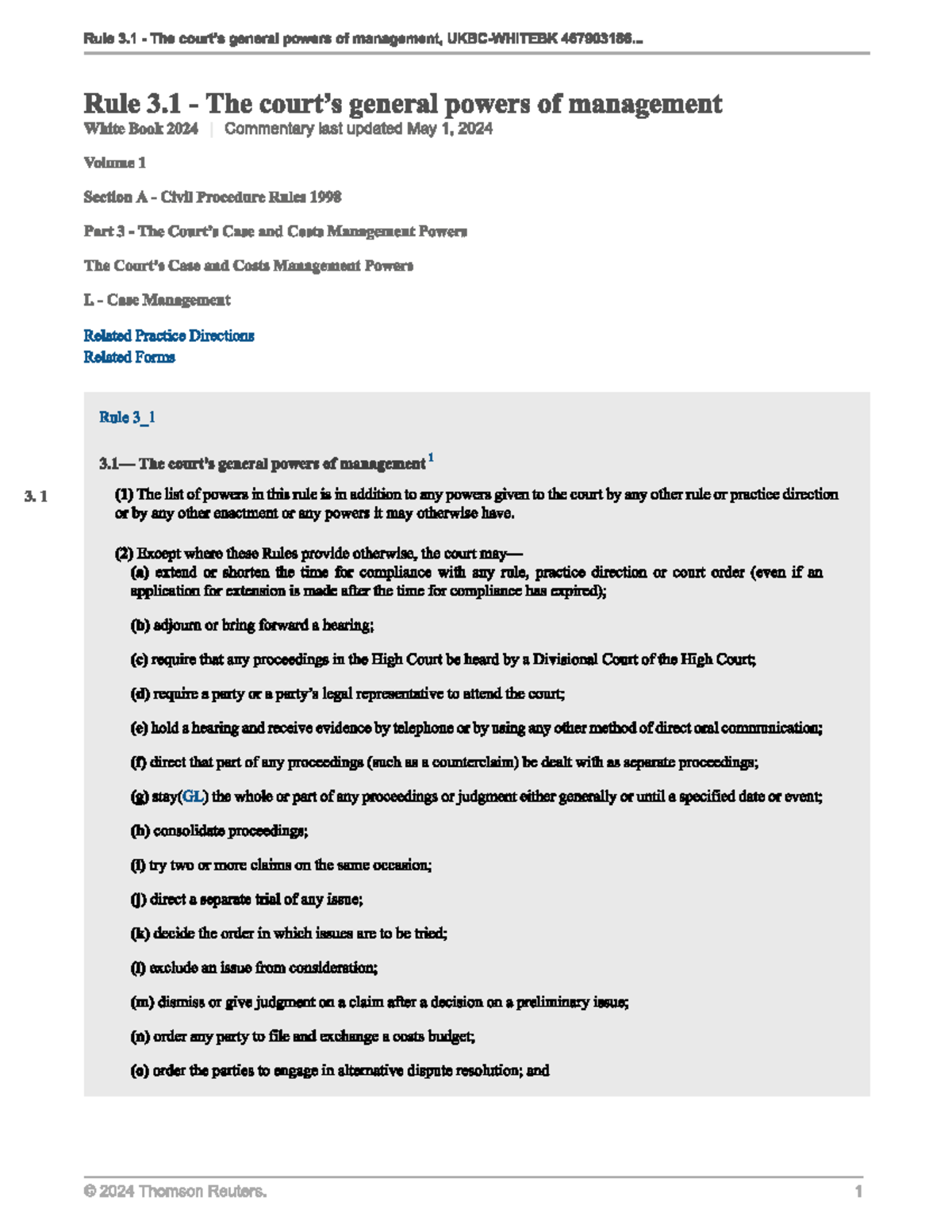 CASE Management 3.1- general powers - Rule 3 The general powers of ...