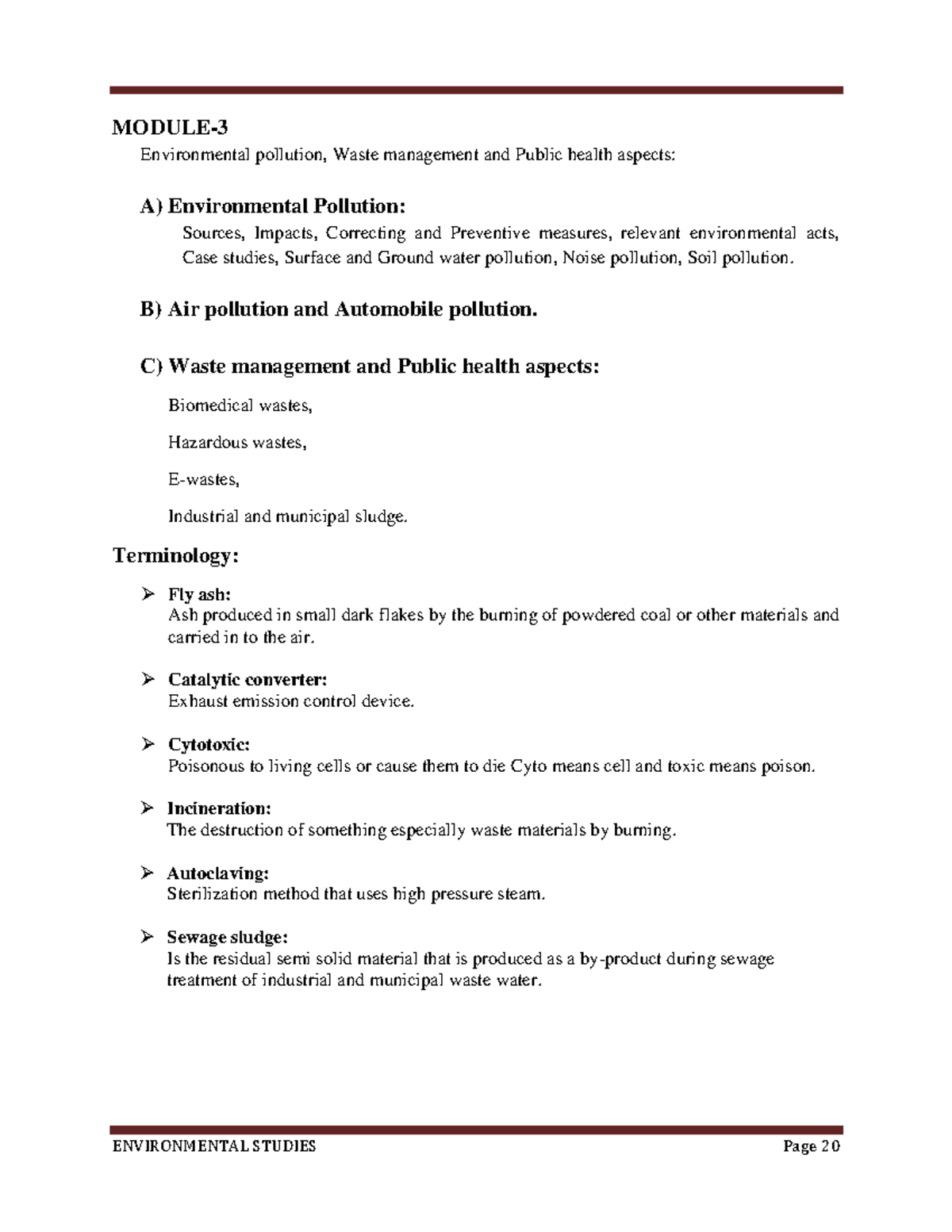 Module 3 EVS - MODULE- Environmental pollution, Waste management and ...