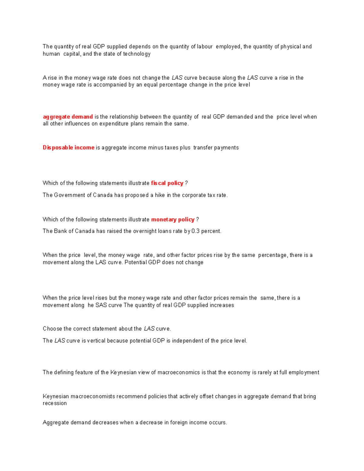 Chap 10 12 Practice Question Answers The Quantity Of Real GDP