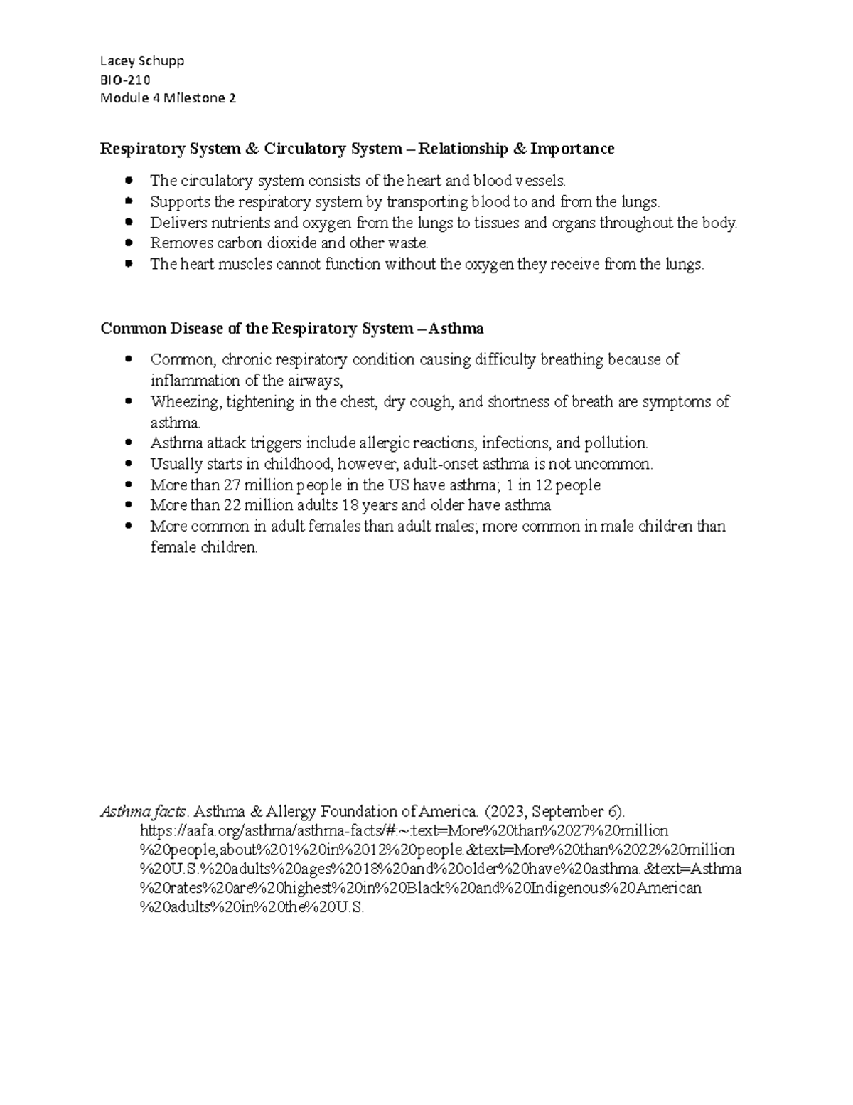 BIO-210 Milestone Two - mastering a and p - Lacey Schupp BIO- Module 4 ...